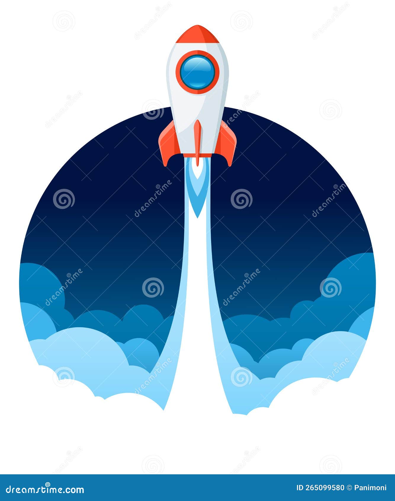 Rocket Launch. Graphic Illustration in Flat Style. Startup Project ...