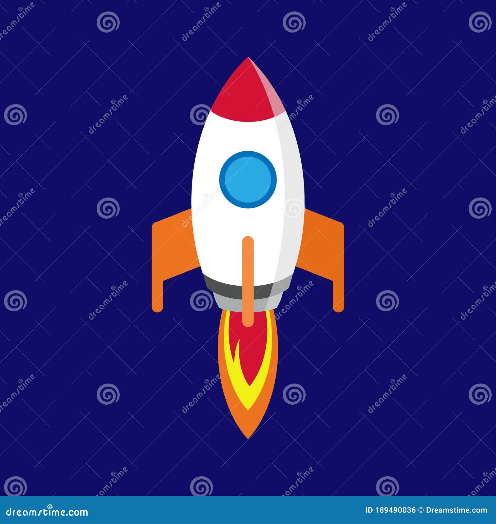 Rocket Launch Icon, Rocketship Flying in the Space, Vector ...