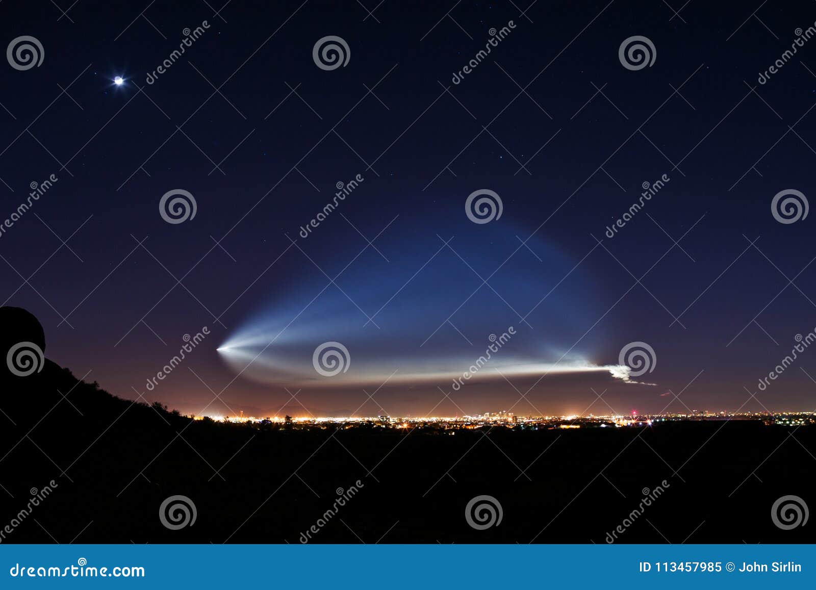 Rocket launch at night stock image. Image of concept - 113457985