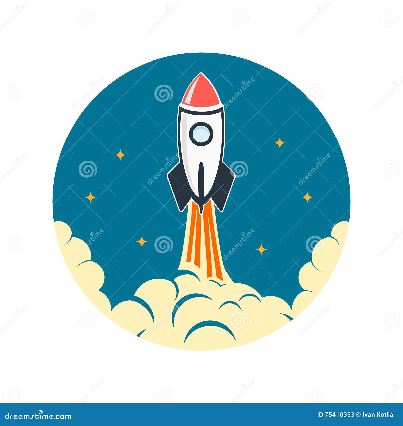 Rocket Launch Illustration. Startup Emblem Template Stock Vector ...