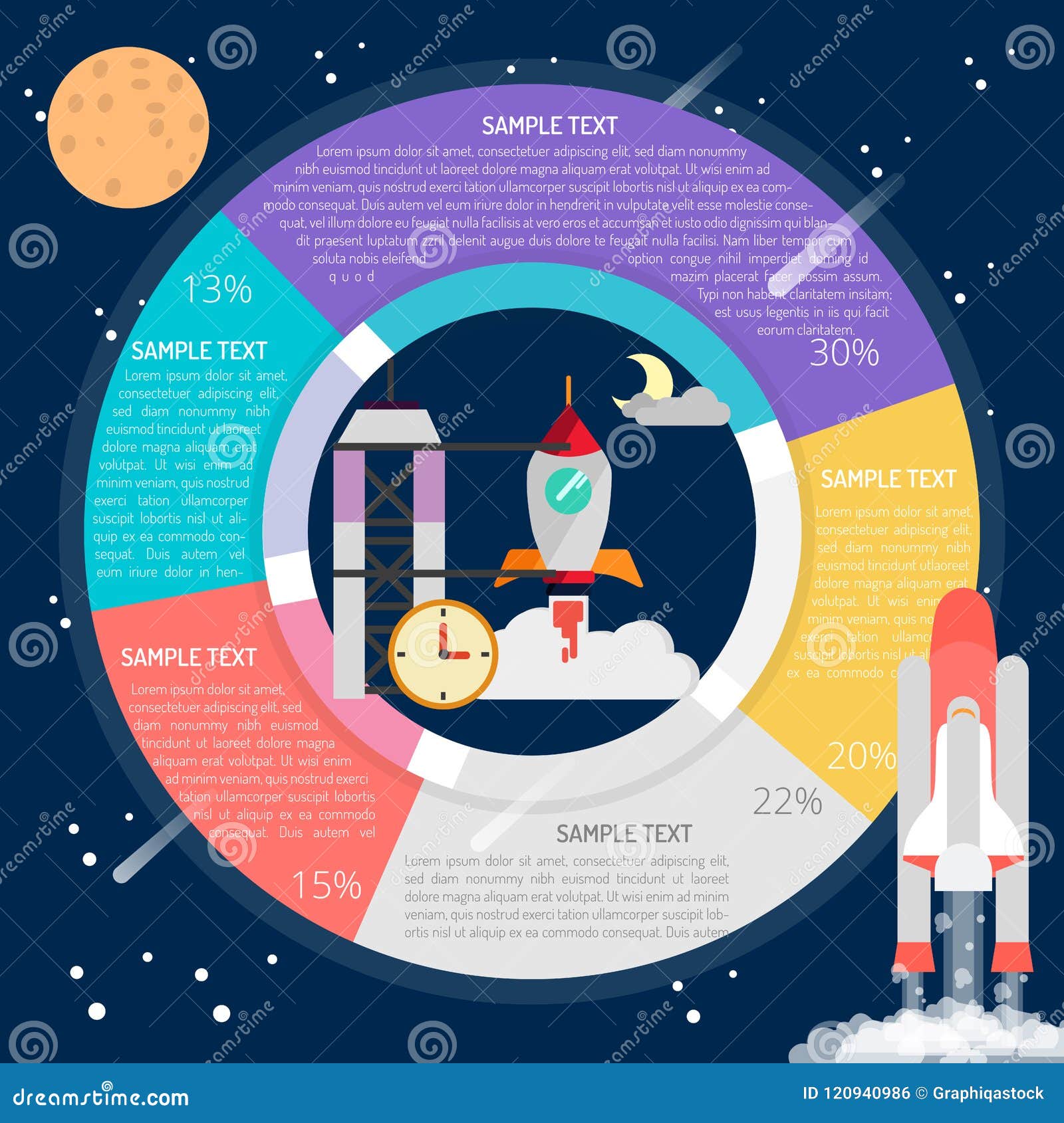 Rocket Launch Infographic ilustração do vetor. Ilustração de ciência ...