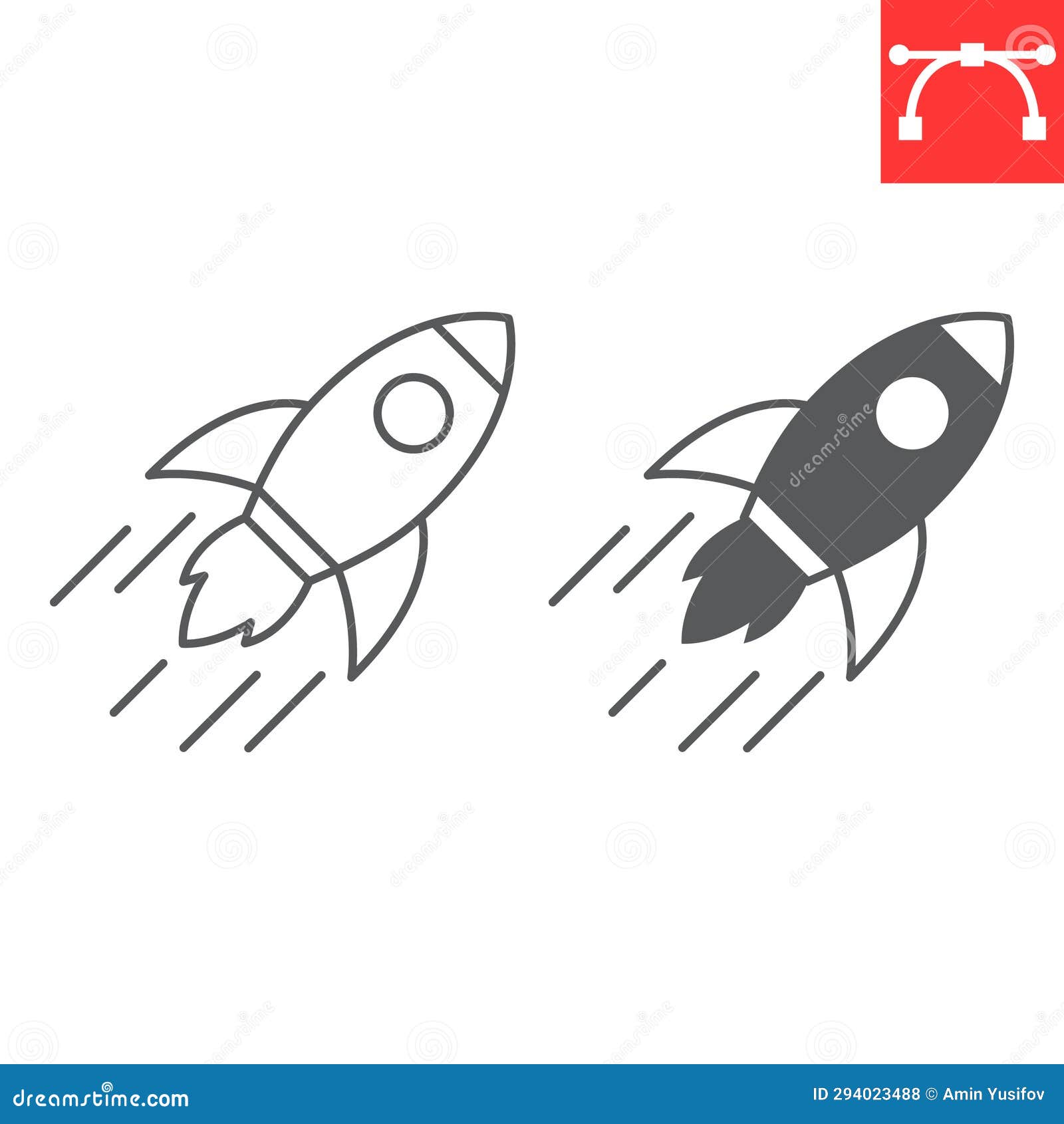 Rocket Launch Line and Glyph Icon Stock Vector - Illustration of space ...