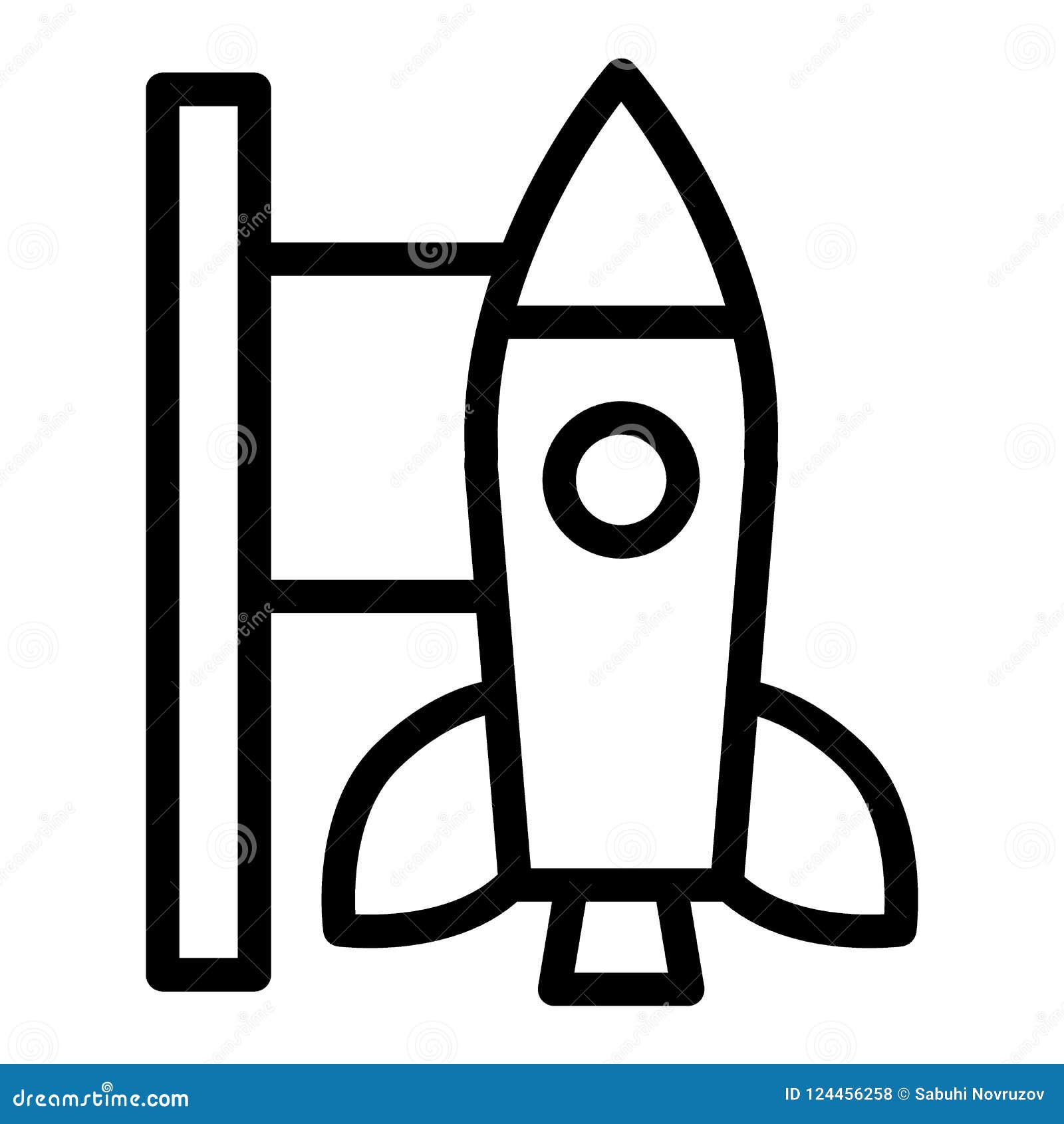 Rocket Launch Line Icon. Missile Vector Illustration Isolated on White ...