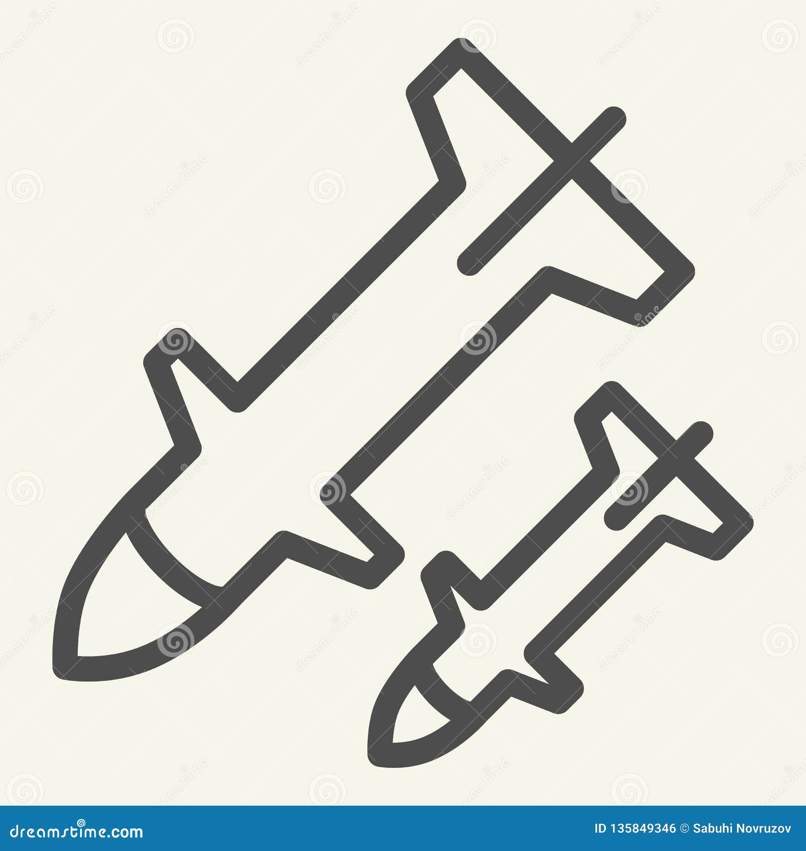 Rocket Launch Line Icon. Weapon Vector Illustration Isolated on White ...