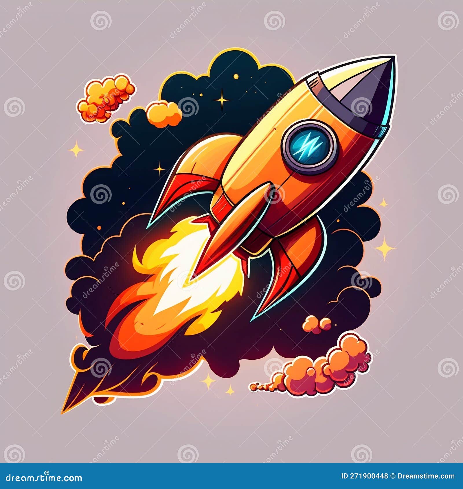 Rocket Launch Logo Sticker in Cartoon Style Illustration. Generative AI ...