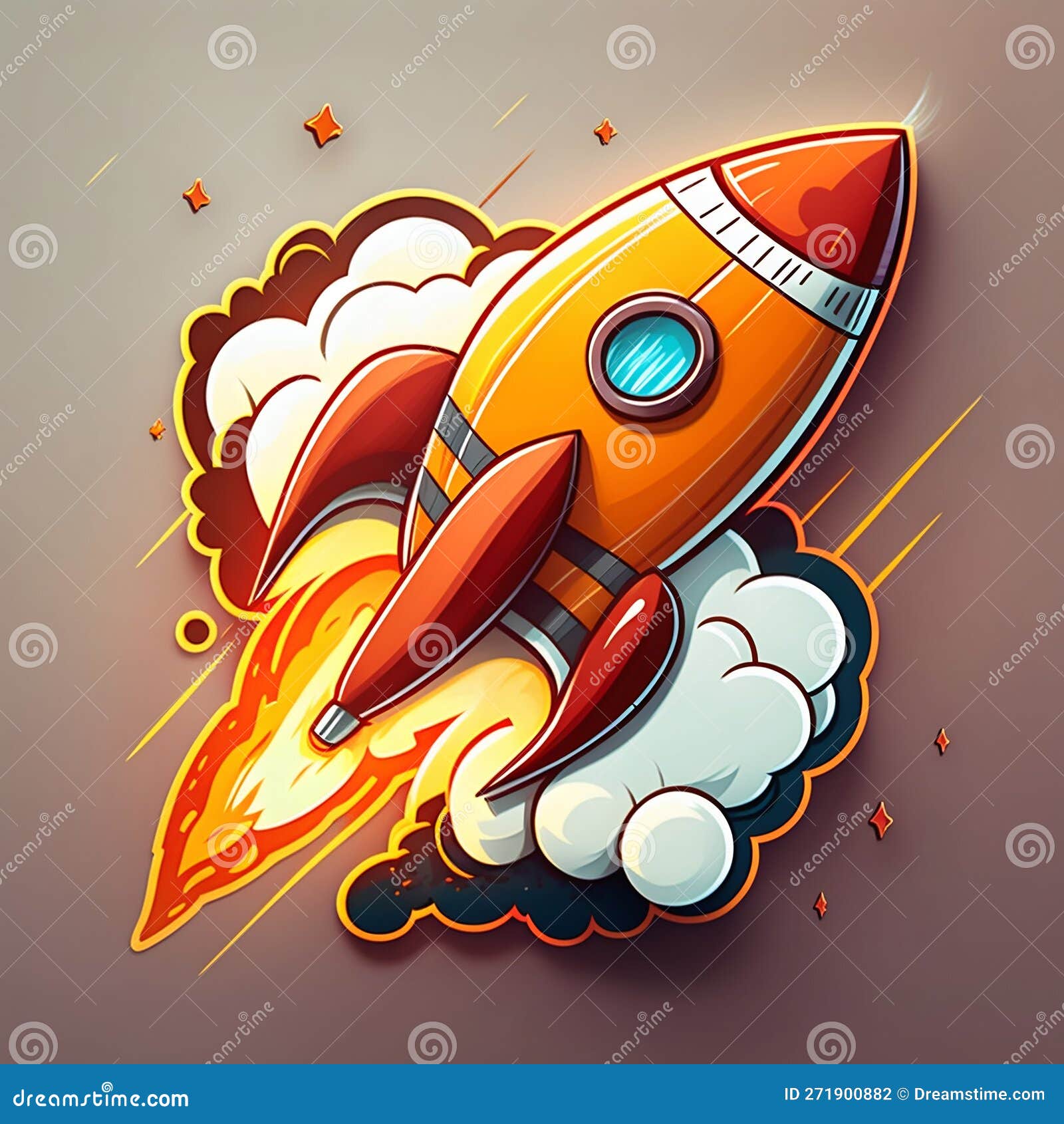 Rocket Launch Logo Sticker in Cartoon Style Illustration. Generative AI ...