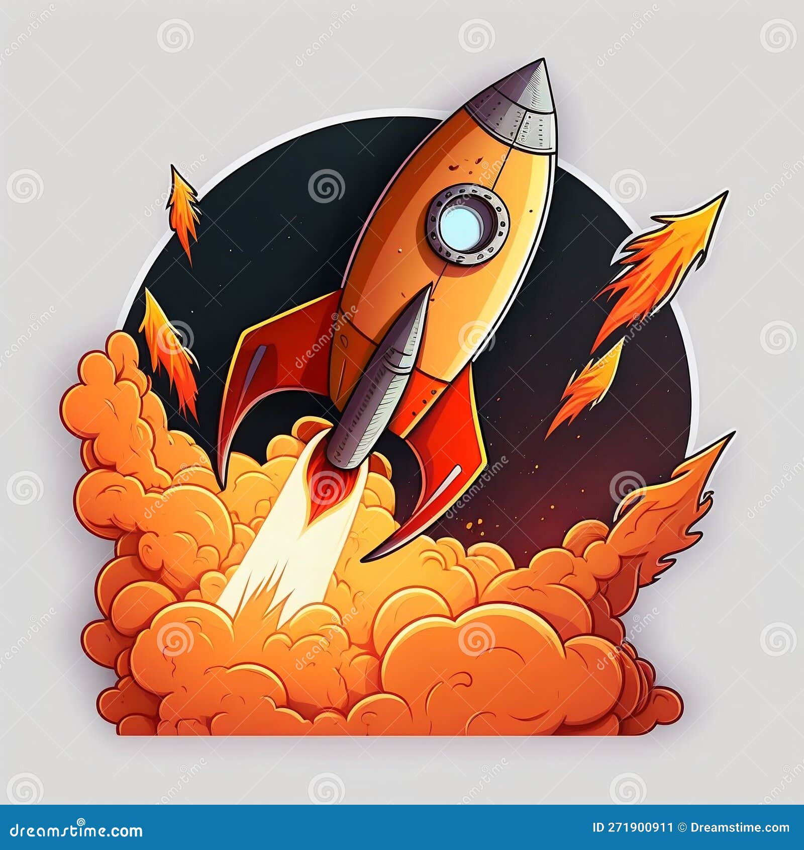 Rocket Launch Logo Sticker in Cartoon Style Illustration. Generative AI ...