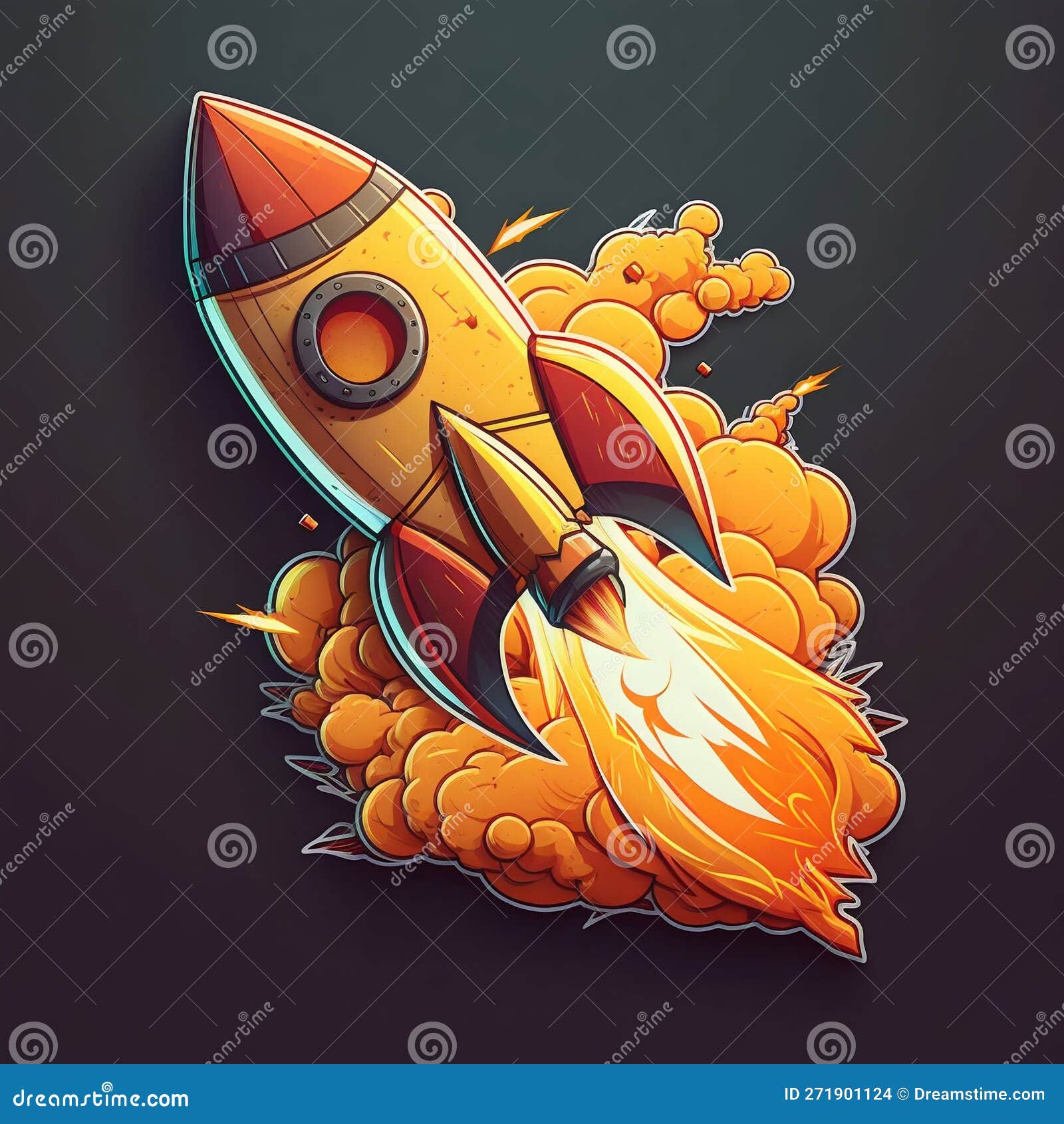 Rocket Launch Logo Sticker in Cartoon Style Illustration. Generative AI ...