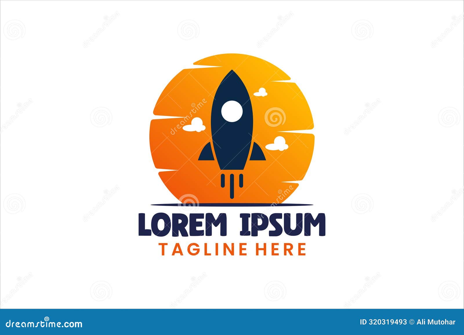 Rocket Launch Logo with Sunset Logo Template Stock Illustration ...