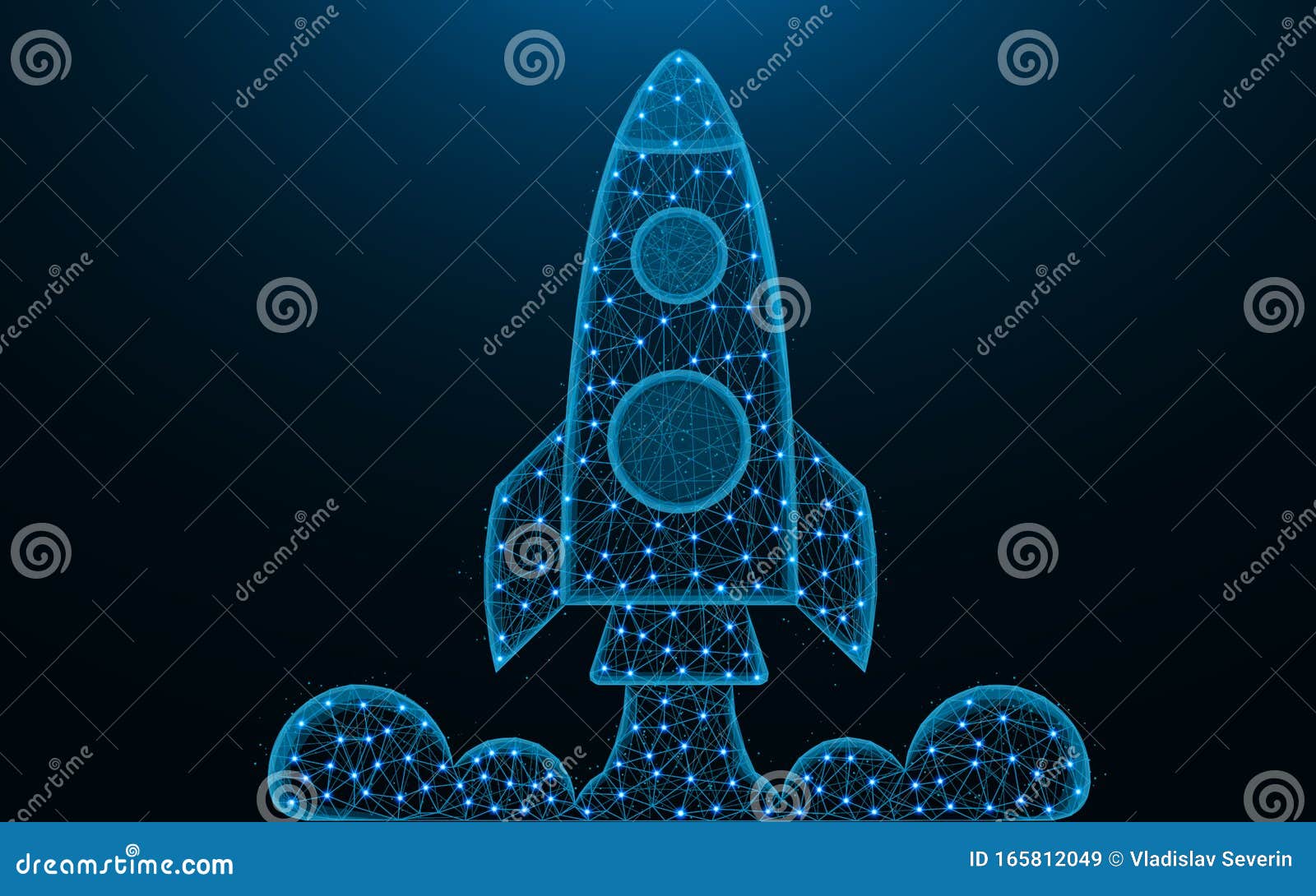 Rocket Launch Low Poly Design Stock Vector - Illustration of connection ...