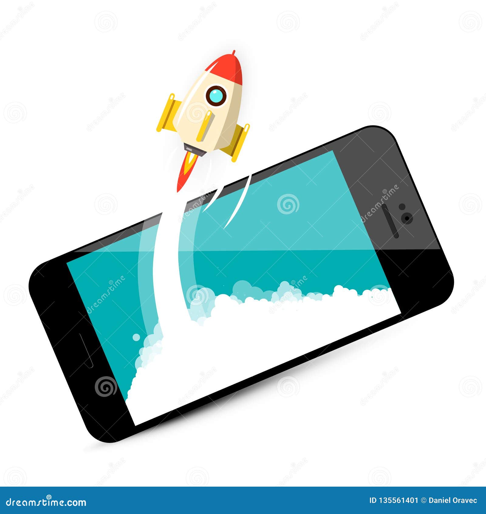 Rocket Launch on Mobile Phone. Stock Vector - Illustration of laptop ...