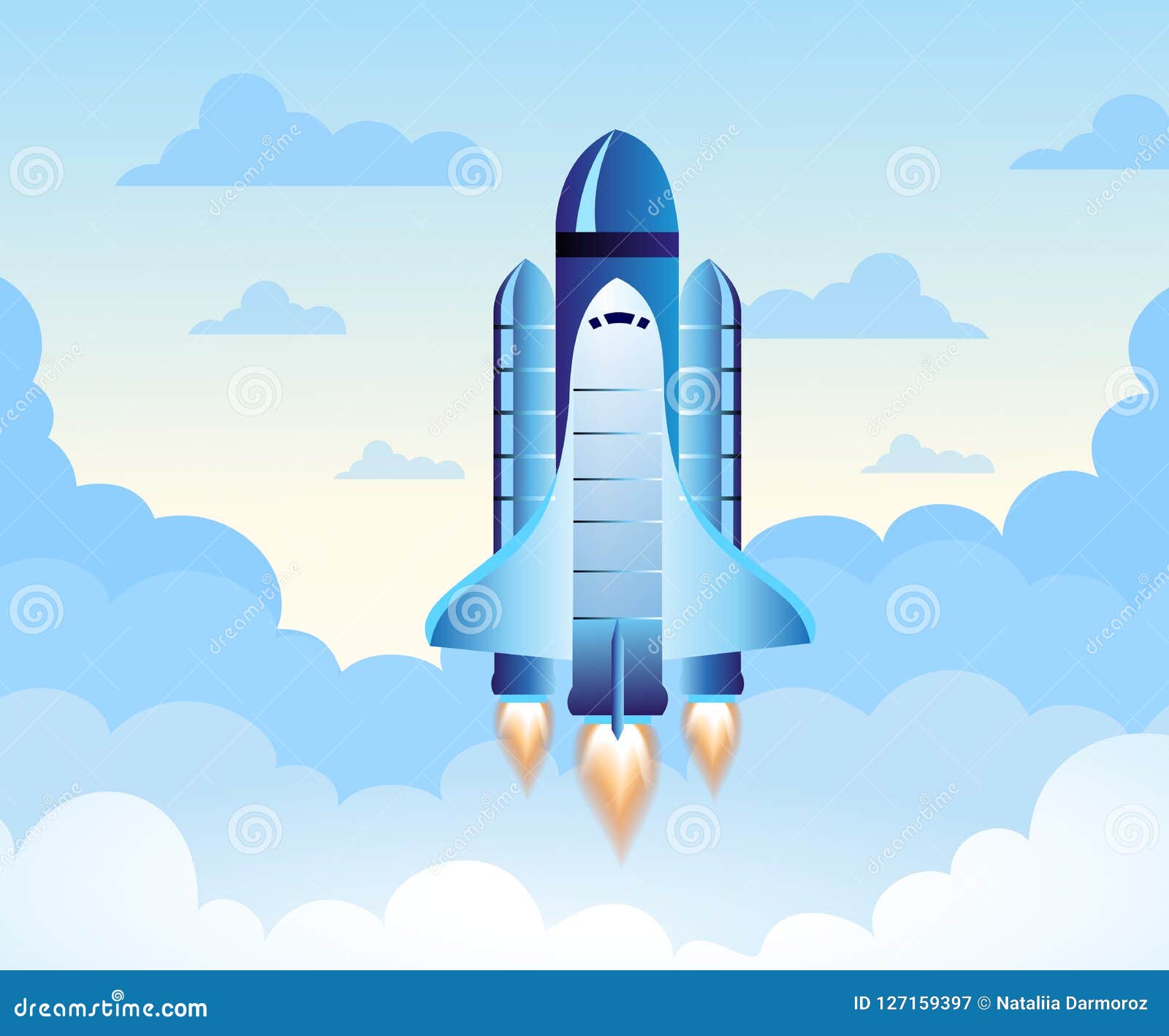 Rocket Launch. New Project Start Up Concept in Flat Design Style. Space ...