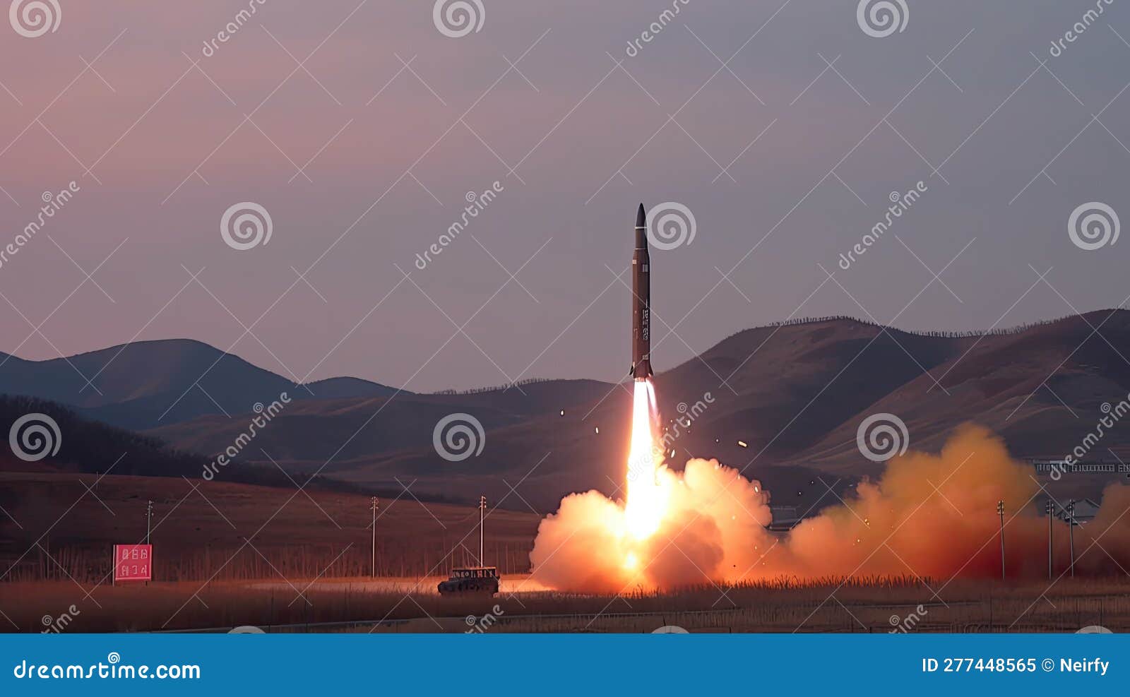 Rocket Launch from North Korea Stock Illustration - Illustration of ...