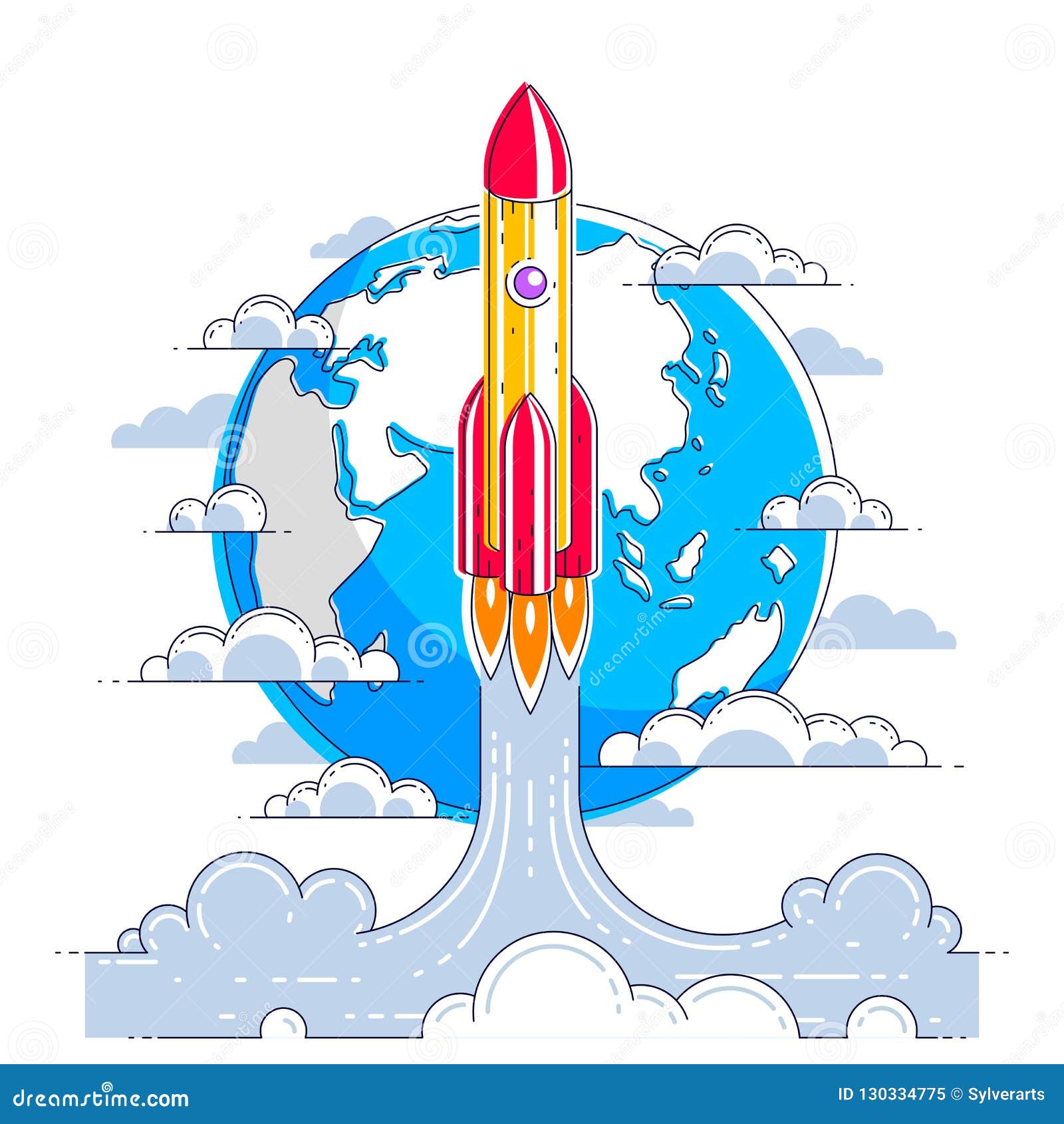 Rocket Launch Over Planet Earth into Undiscovered Space. Explore Stock ...
