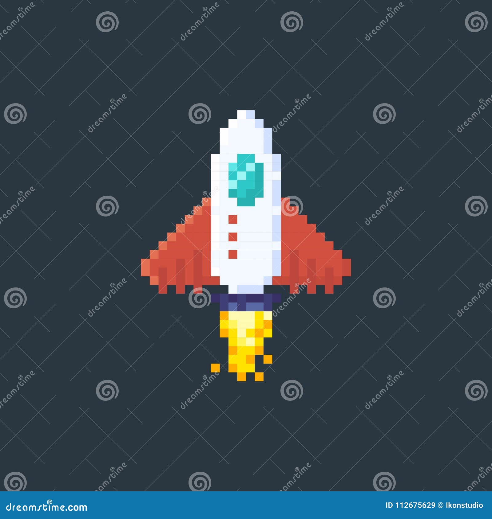 Rocket launch pixel art stock vector. Illustration of game - 112675629