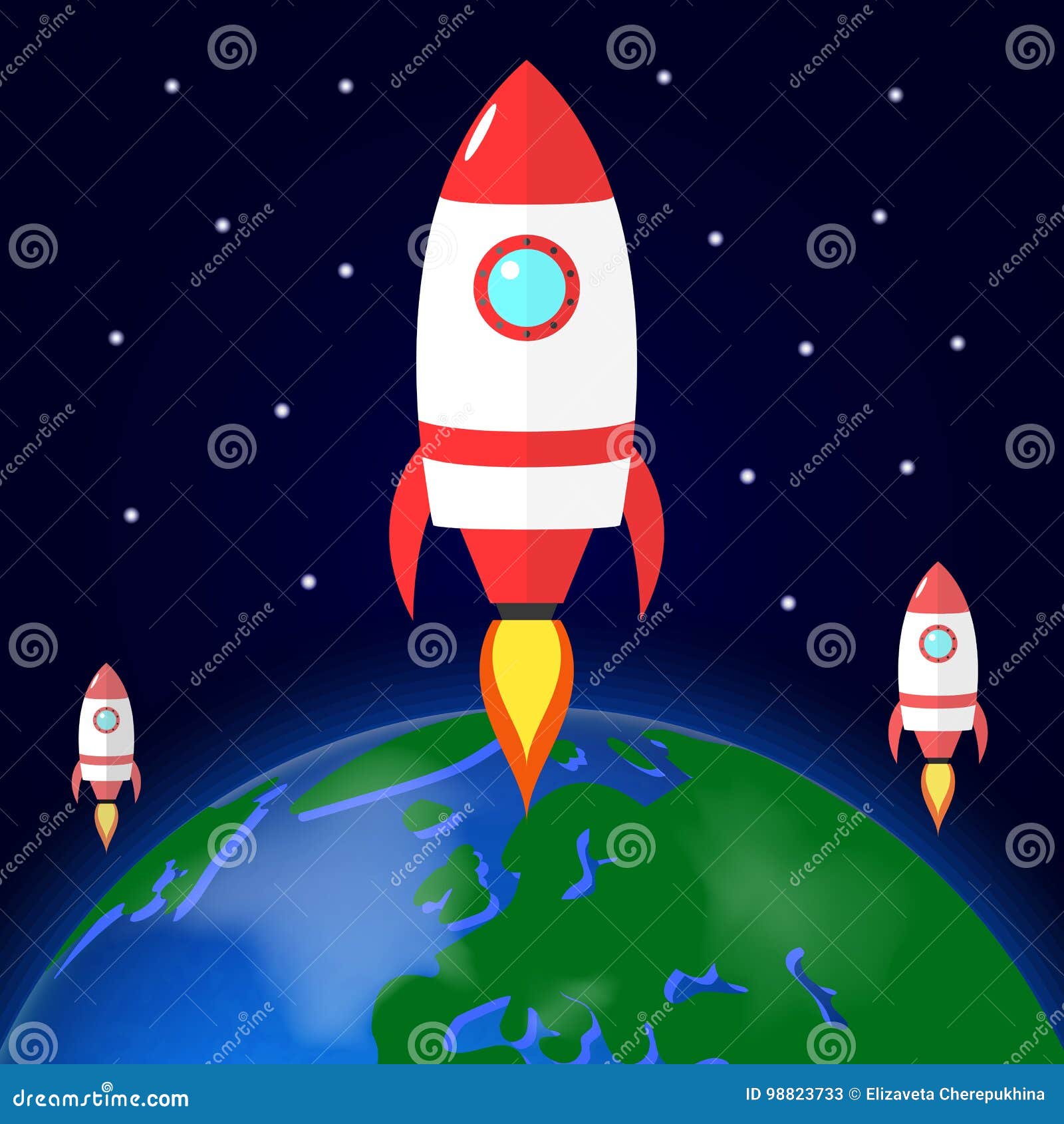 Outer Space With Rocket Ships