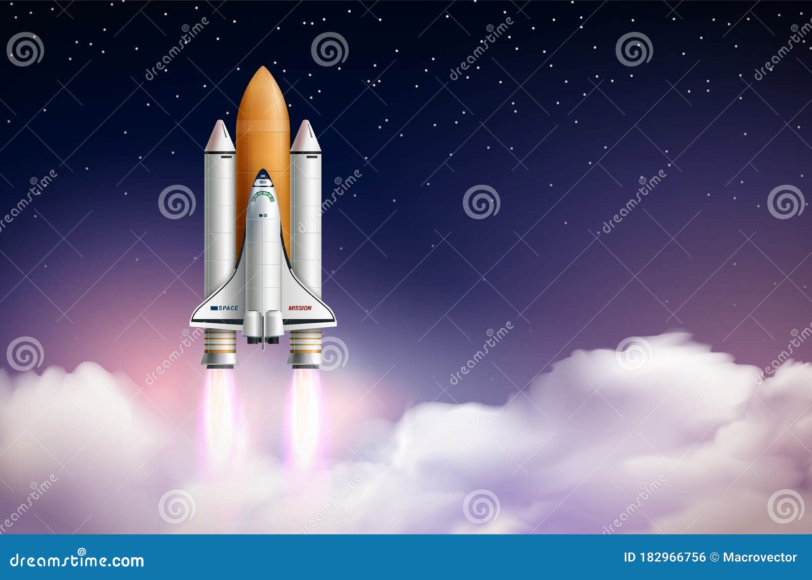 Rocket Launch Realistic Composition Stock Illustration - Illustration ...
