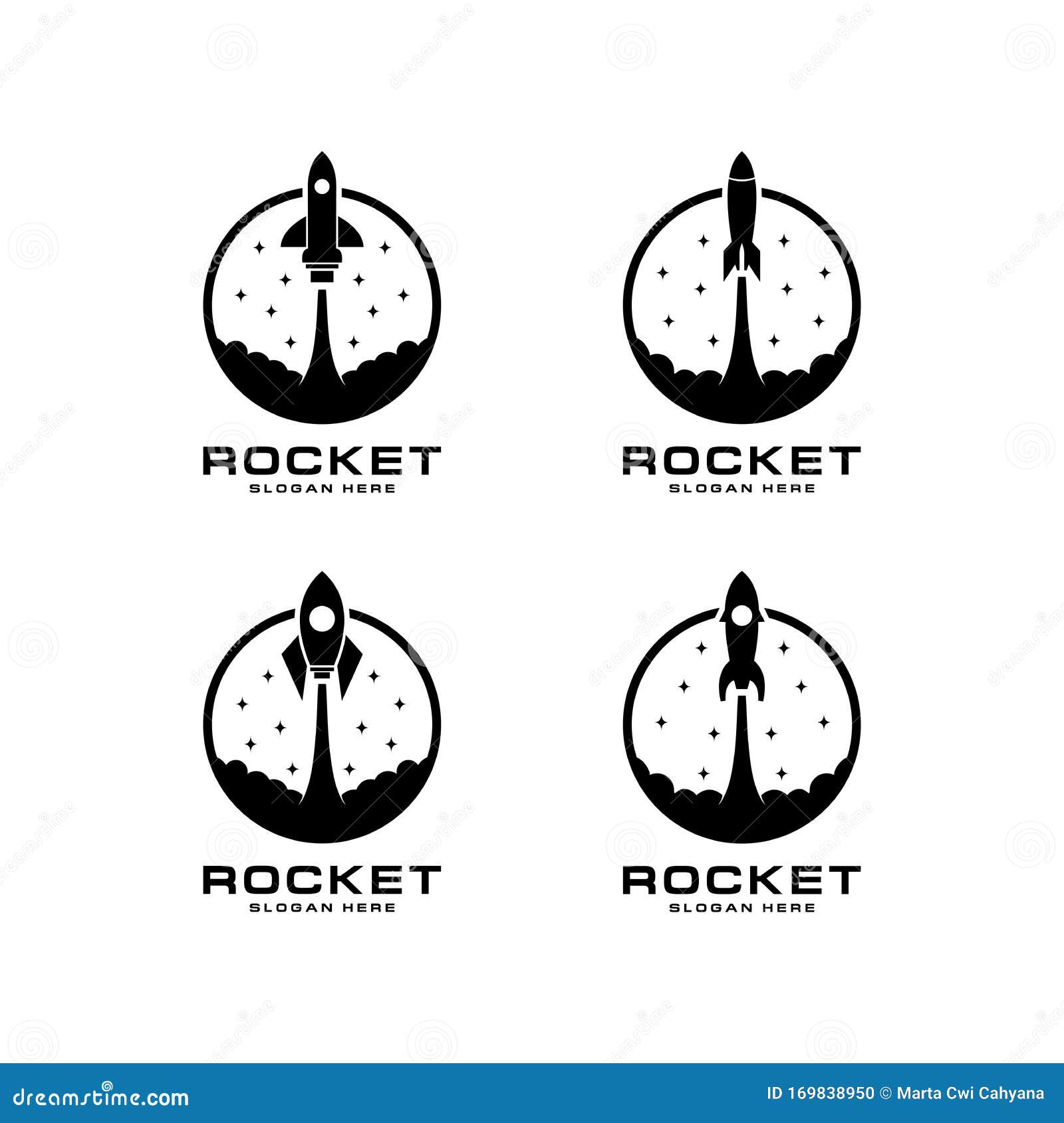 Rocket Launch Set Logo Vector Template Stock Vector - Illustration of ...