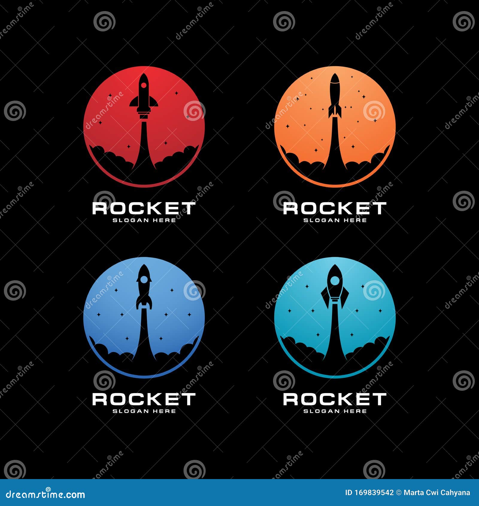 Rocket Launch Set Logo Vector Template Stock Vector - Illustration of ...
