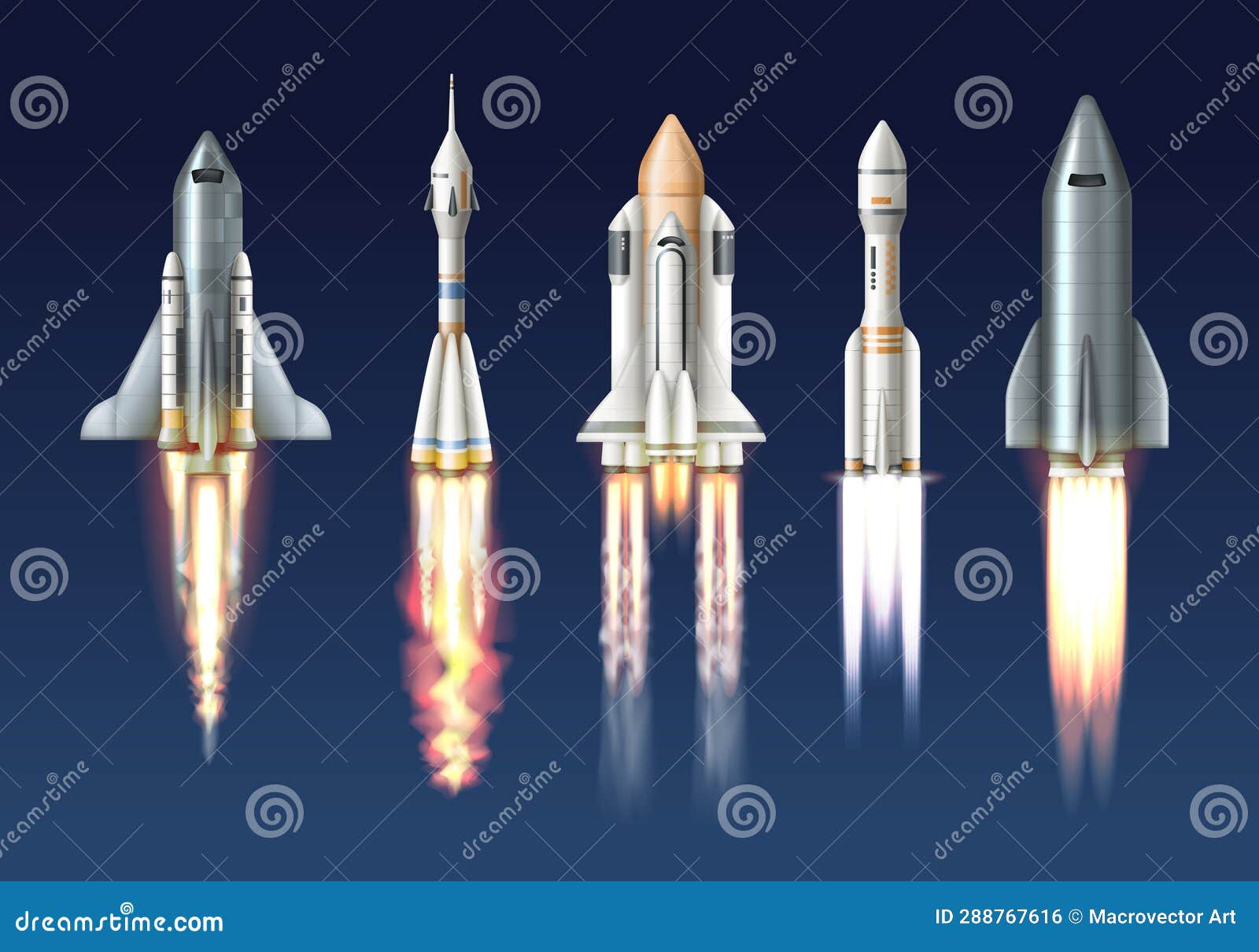 Rocket Launch Set stock vector. Illustration of exploration - 288767616