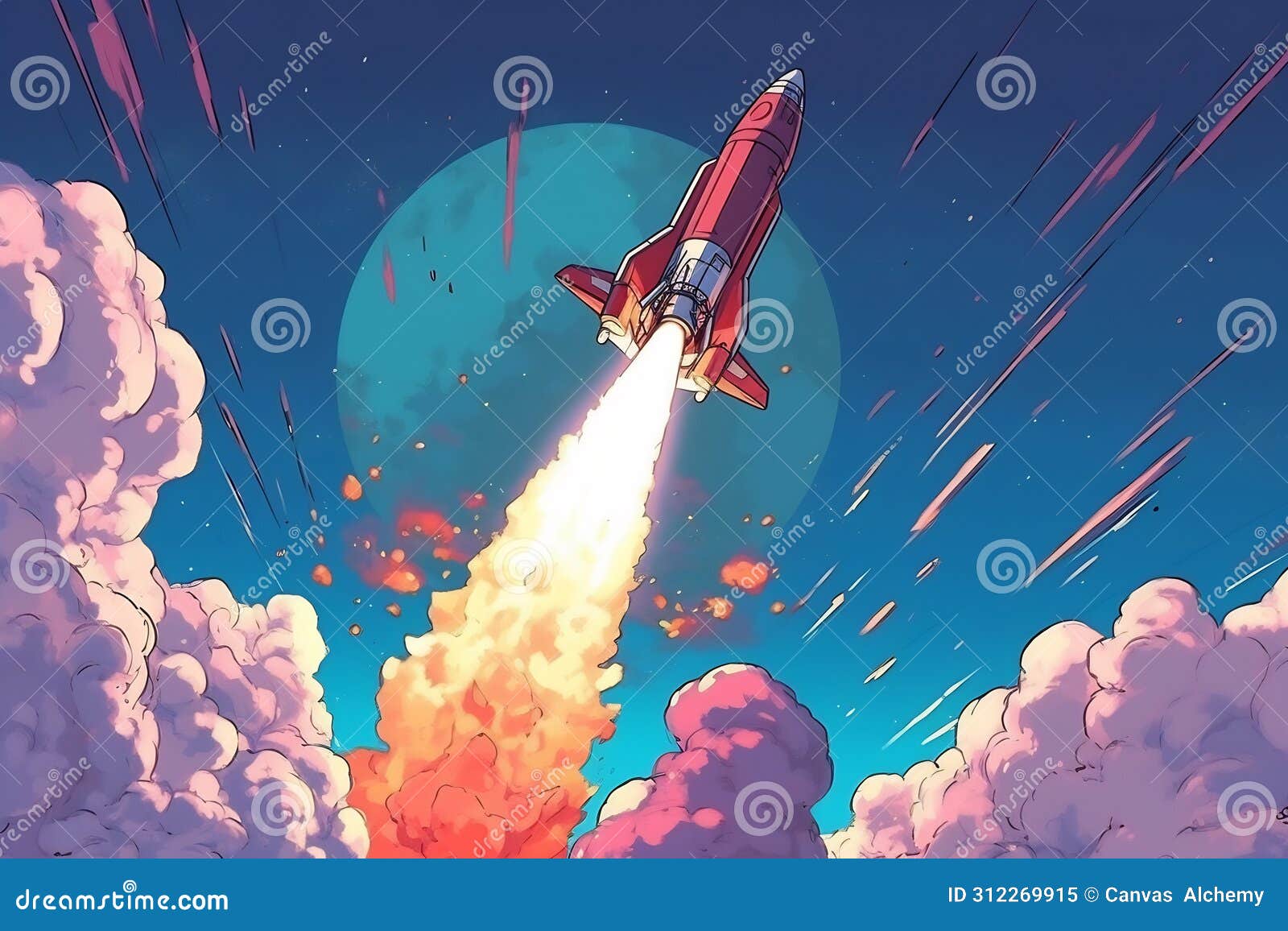 Rocket Launch, Ship, 2d Illustration Stock Image - Image of flight ...