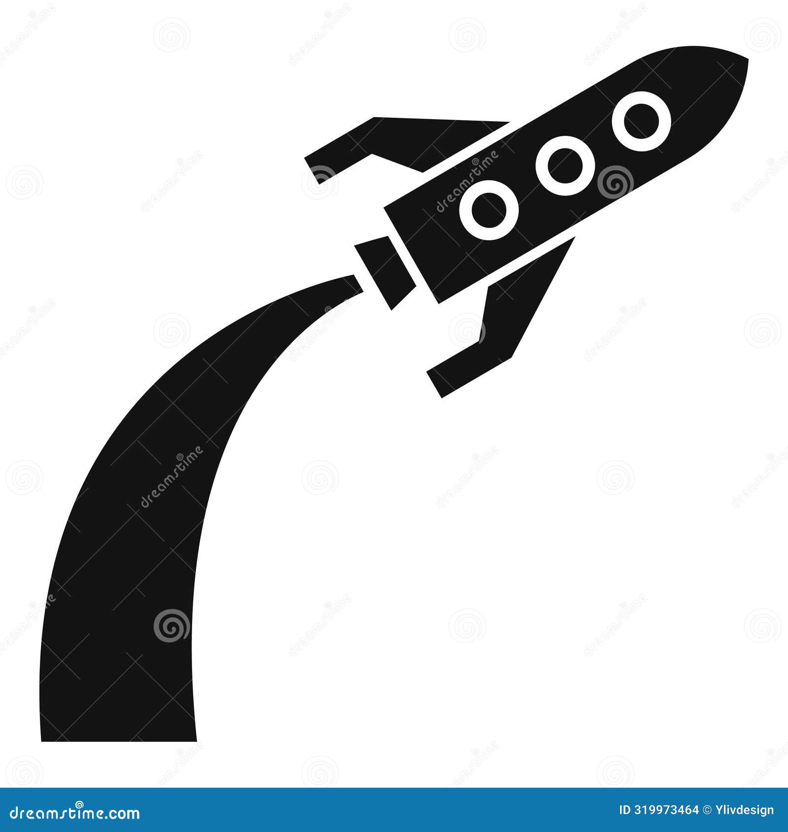 Rocket Launch Silhouette on White Background Stock Vector ...