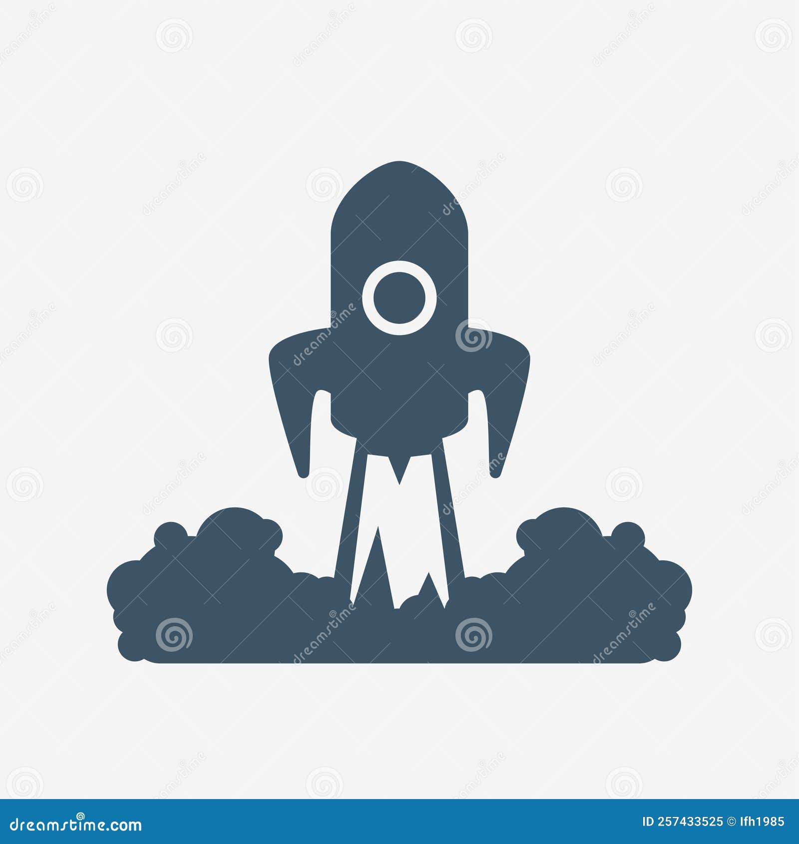 Rocket Launch Simple Silhouette Icon on White Stock Vector ...