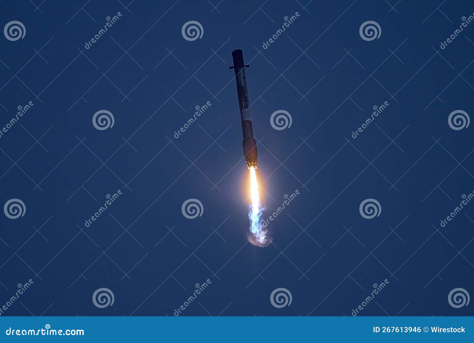 Rocket launch in sky stock photo. Image of travel, space - 267613946