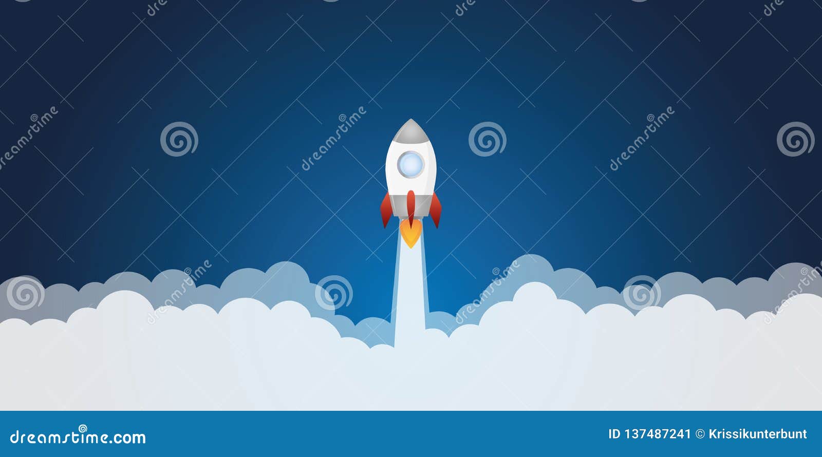 Rocket Launch Smoke Banner with Copy Space Stock Vector - Illustration ...