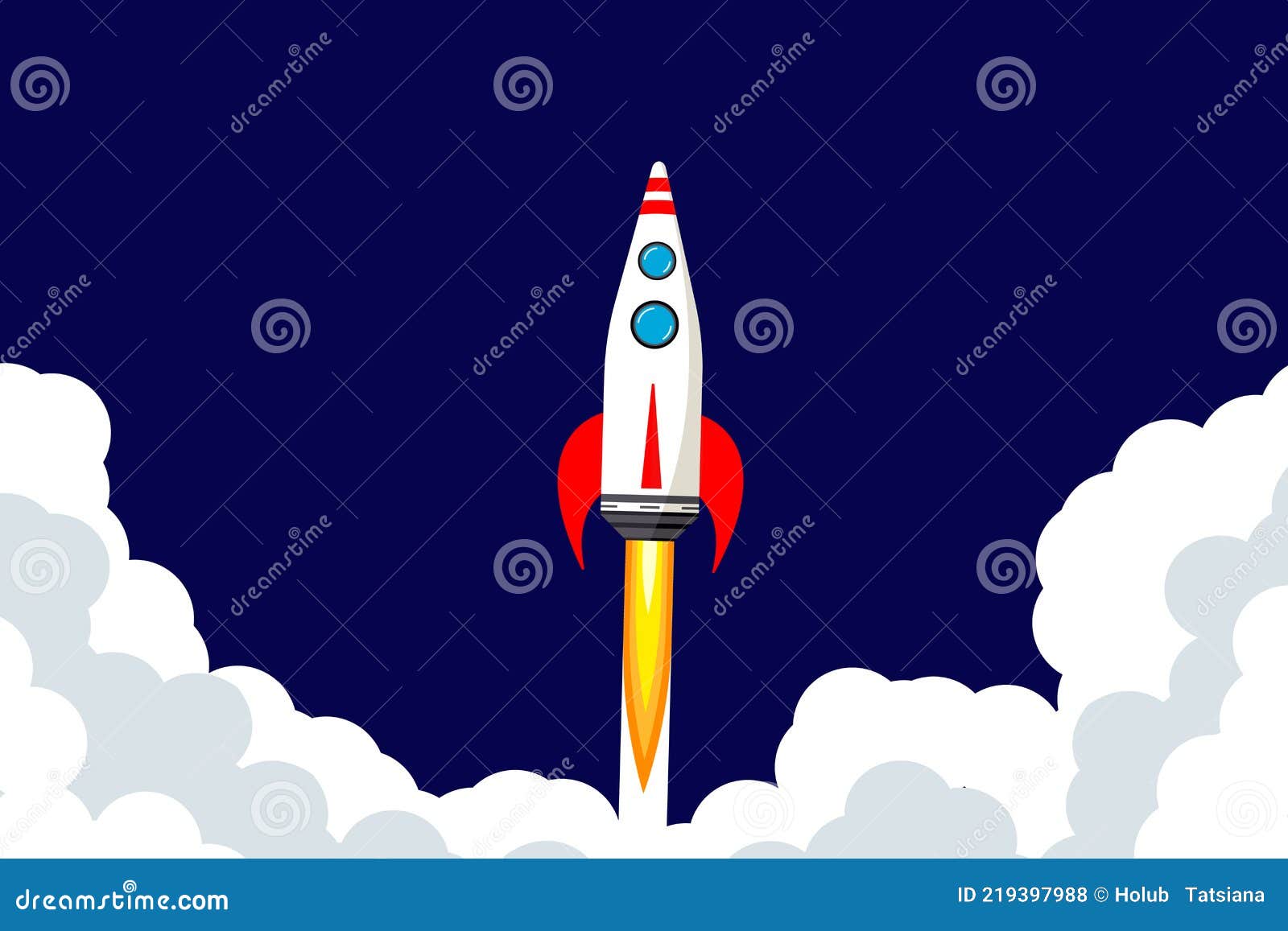 Rocket Launch into Space. Concept of an Idea, a Startup. Upward ...