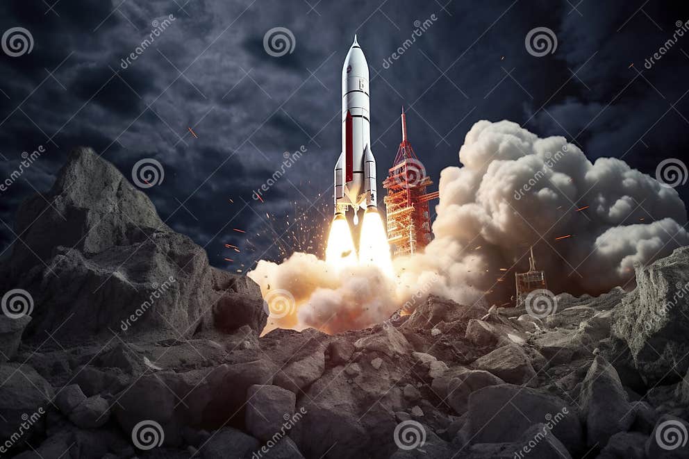 Rocket Launch into Space. Exploration of New Outer Space Stock Photo ...