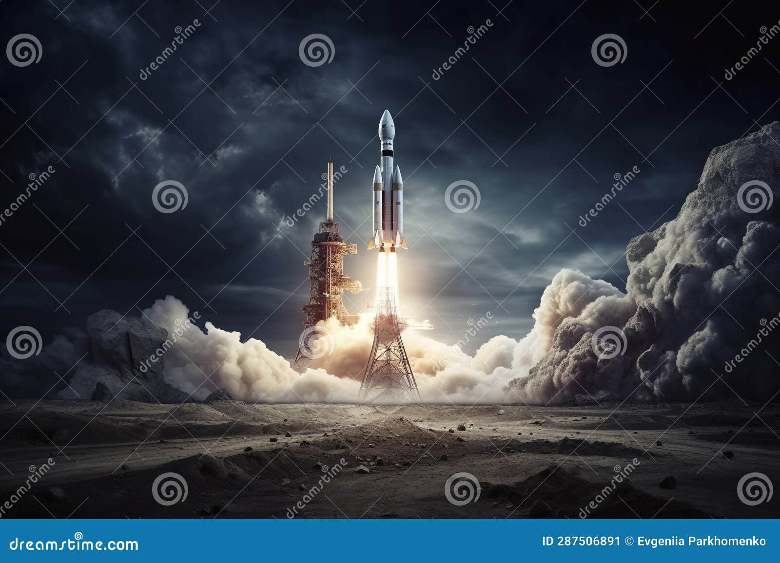 Rocket Launch into Space. Exploration of New Outer Space Stock Image ...