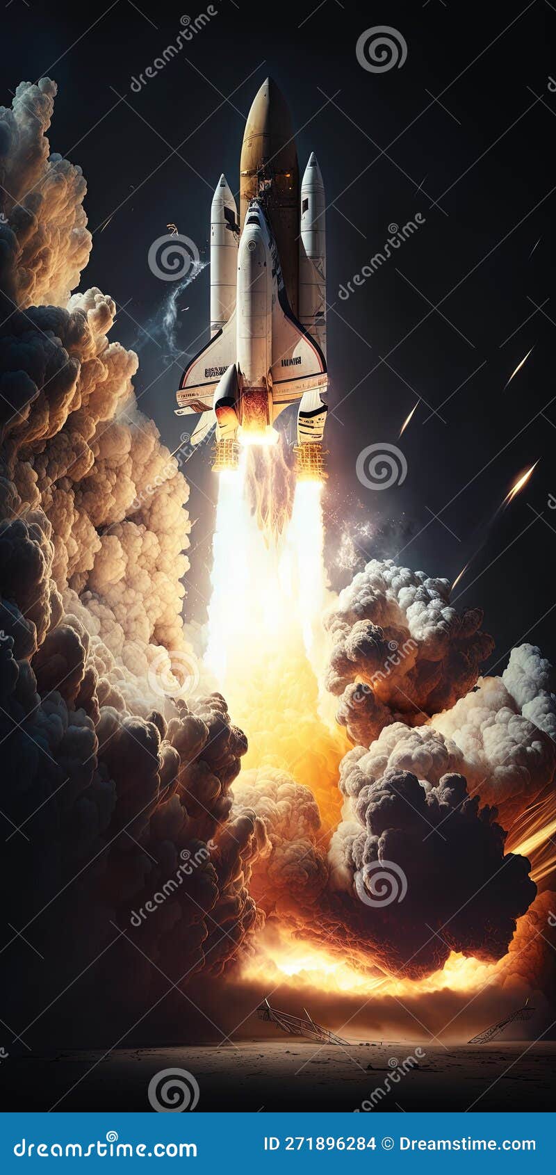 Rocket Launch into Space, with Heavy Smoke and Flames, Epic Image ...