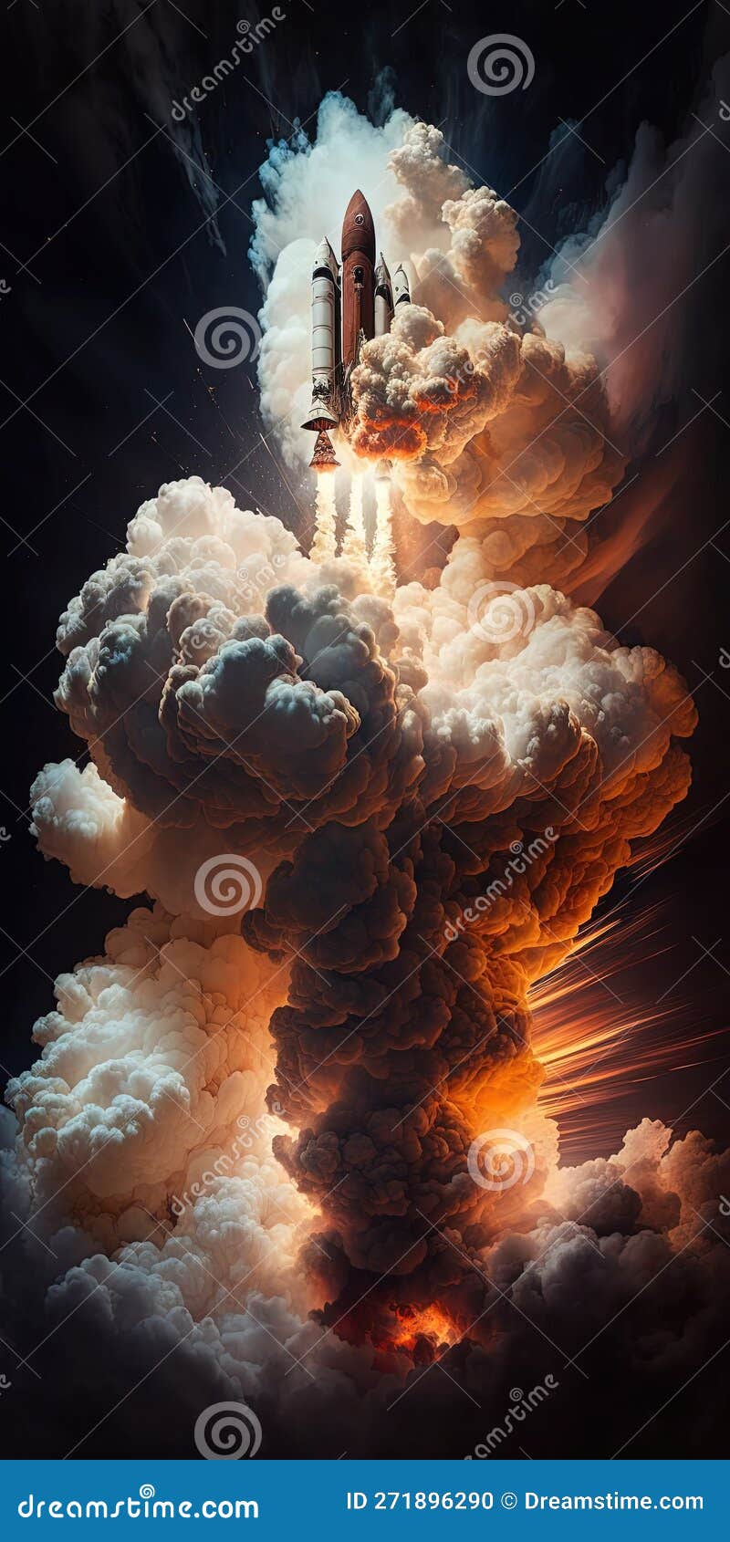 Rocket Launch into Space, with Heavy Smoke and Flames, Epic Image ...