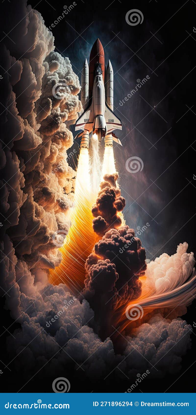 Rocket Launch into Space, with Heavy Smoke and Flames, Epic Image ...