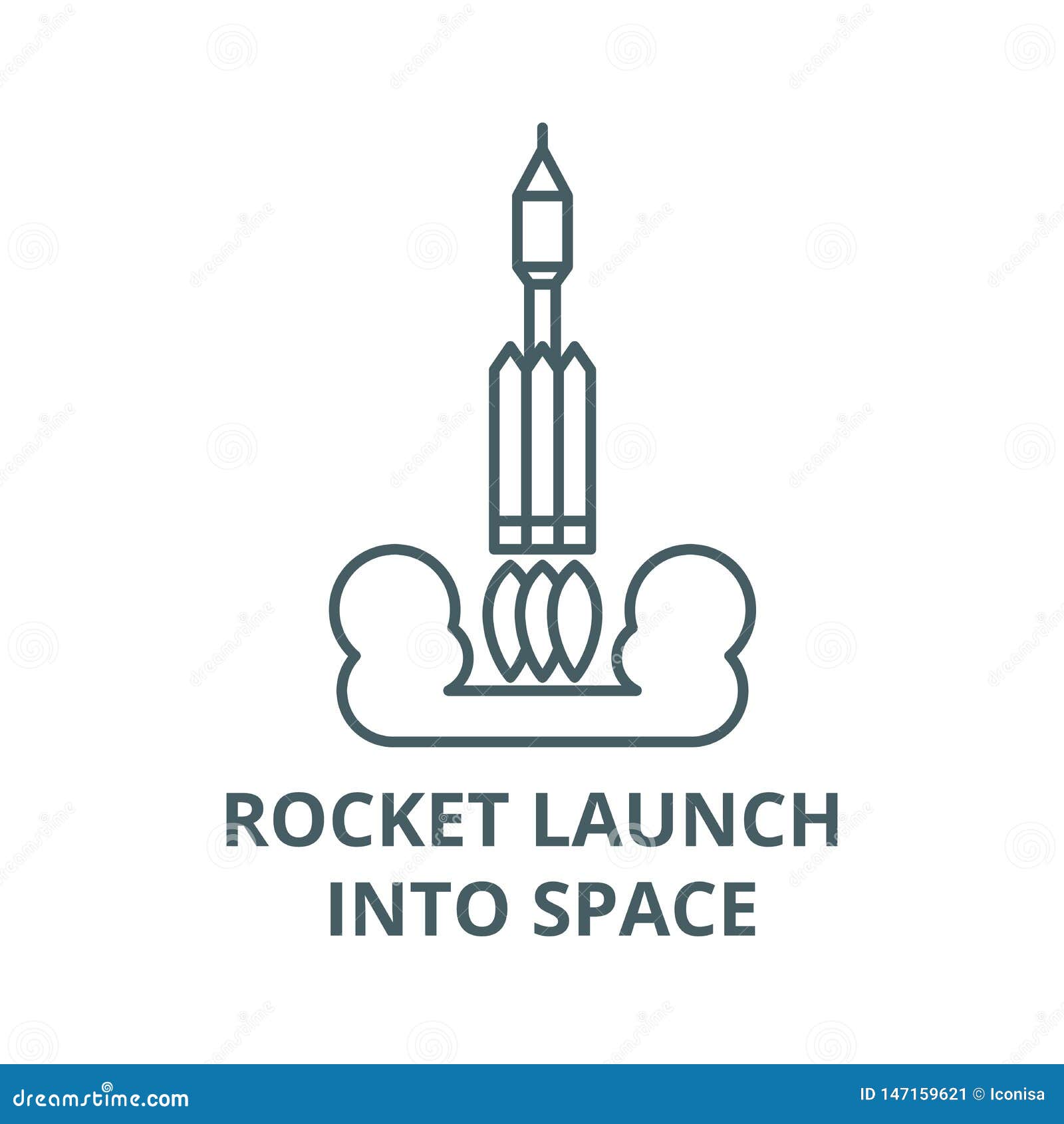 Rocket Launch into Space Vector Line Icon, Linear Concept, Outline Sign ...