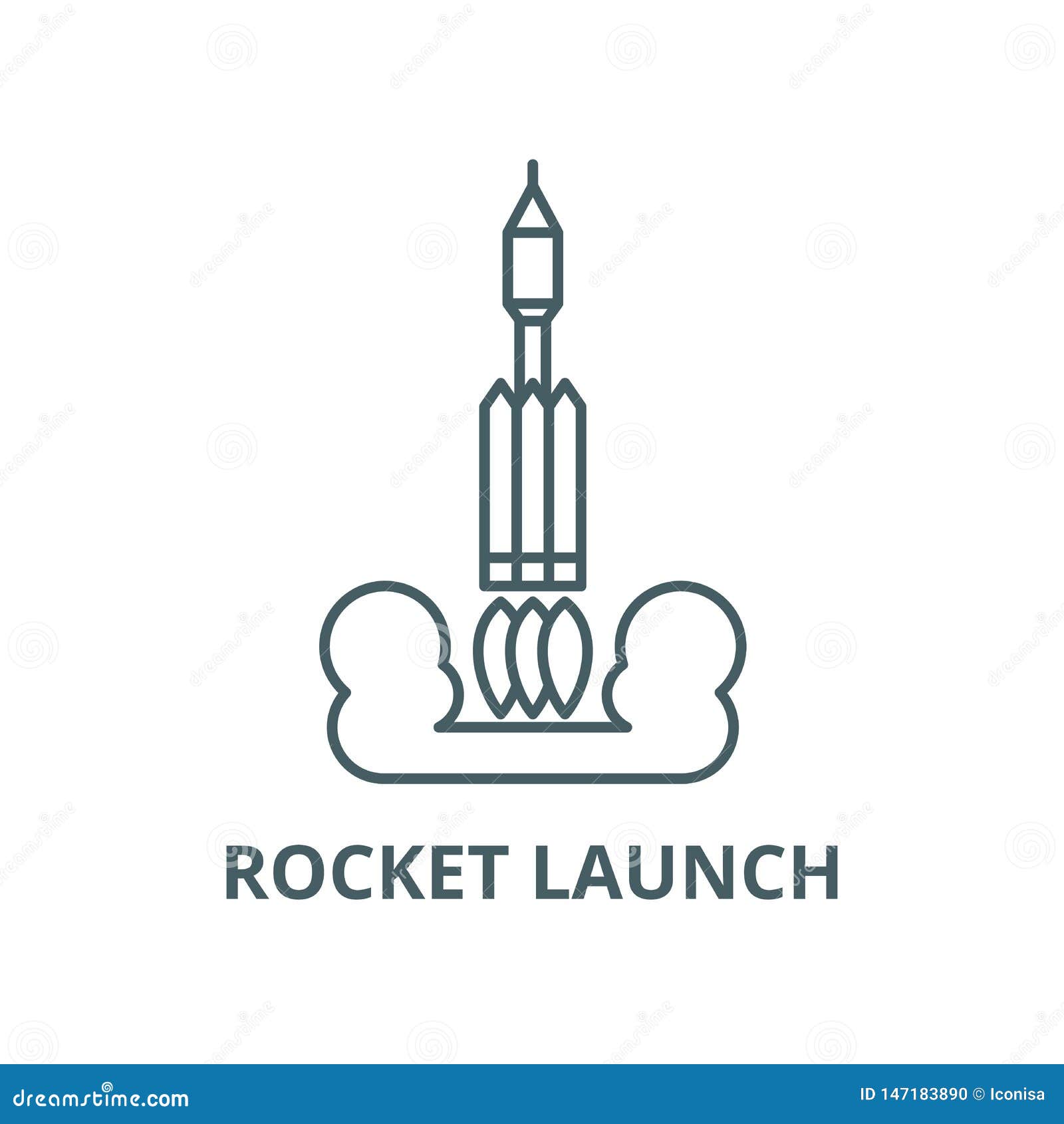 Rocket Launch into Space Vector Line Icon, Linear Concept, Outline Sign ...