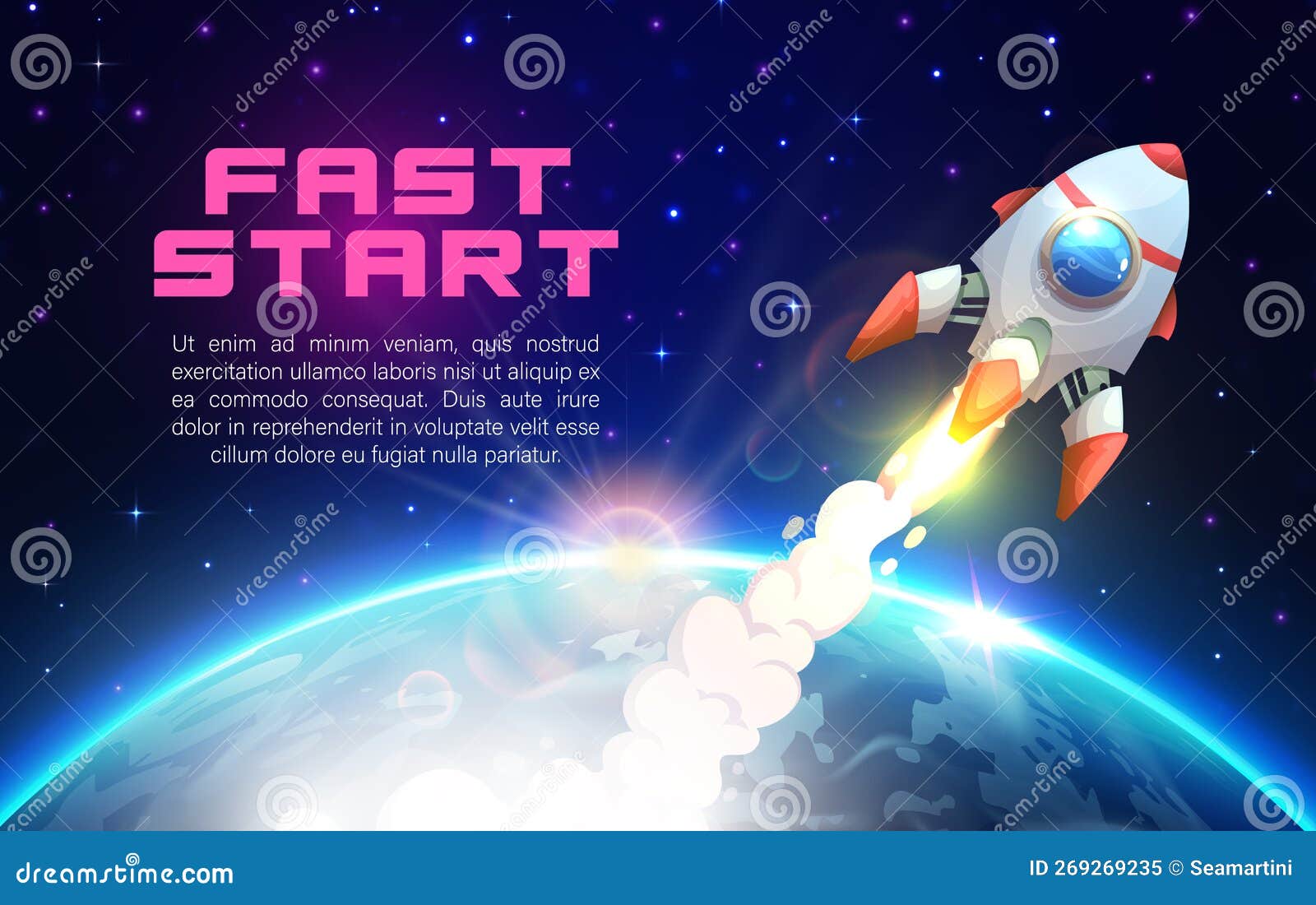 Rocket Launch, Spaceship Fast Business Start Up Stock Vector ...