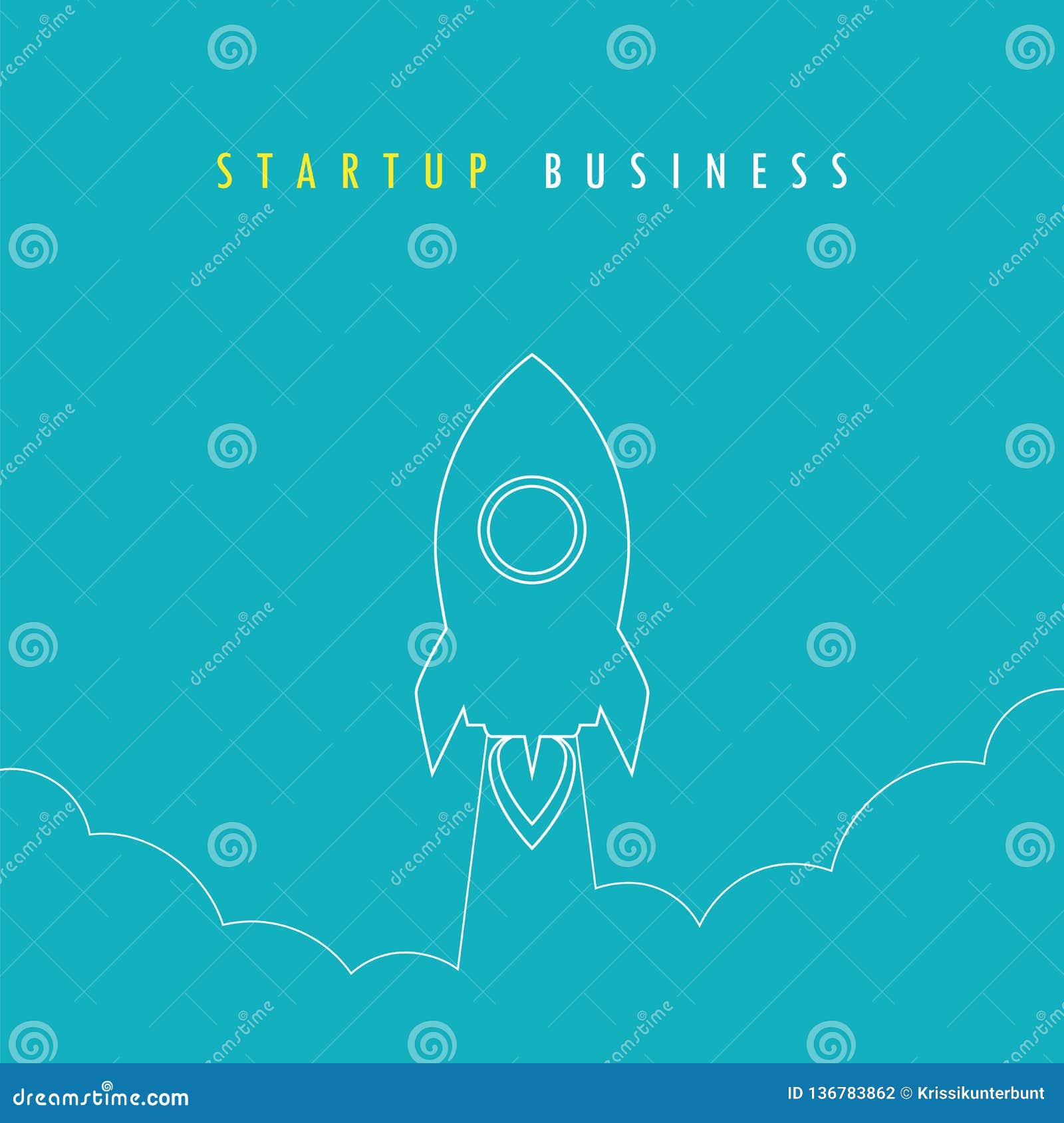 Rocket Launch Start Up Concept Outline Drawing Stock Vector ...