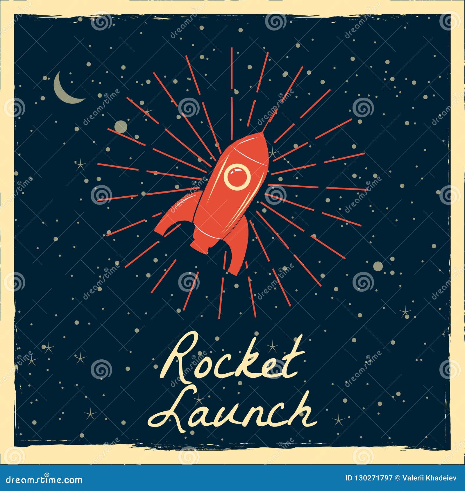 Rocket Launch Startup Rocket Retro Poster with Vintage Colors and ...