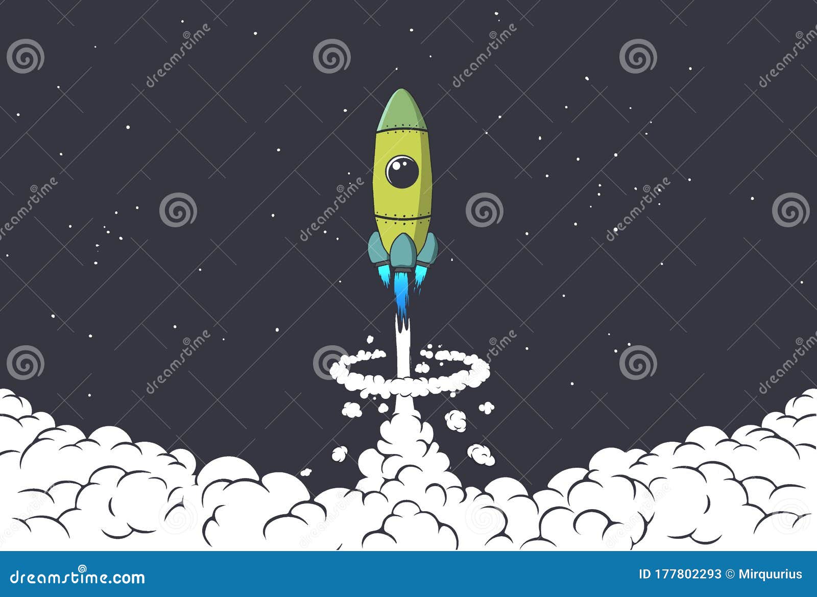 Rocket launch to space stock vector. Illustration of mission - 177802293