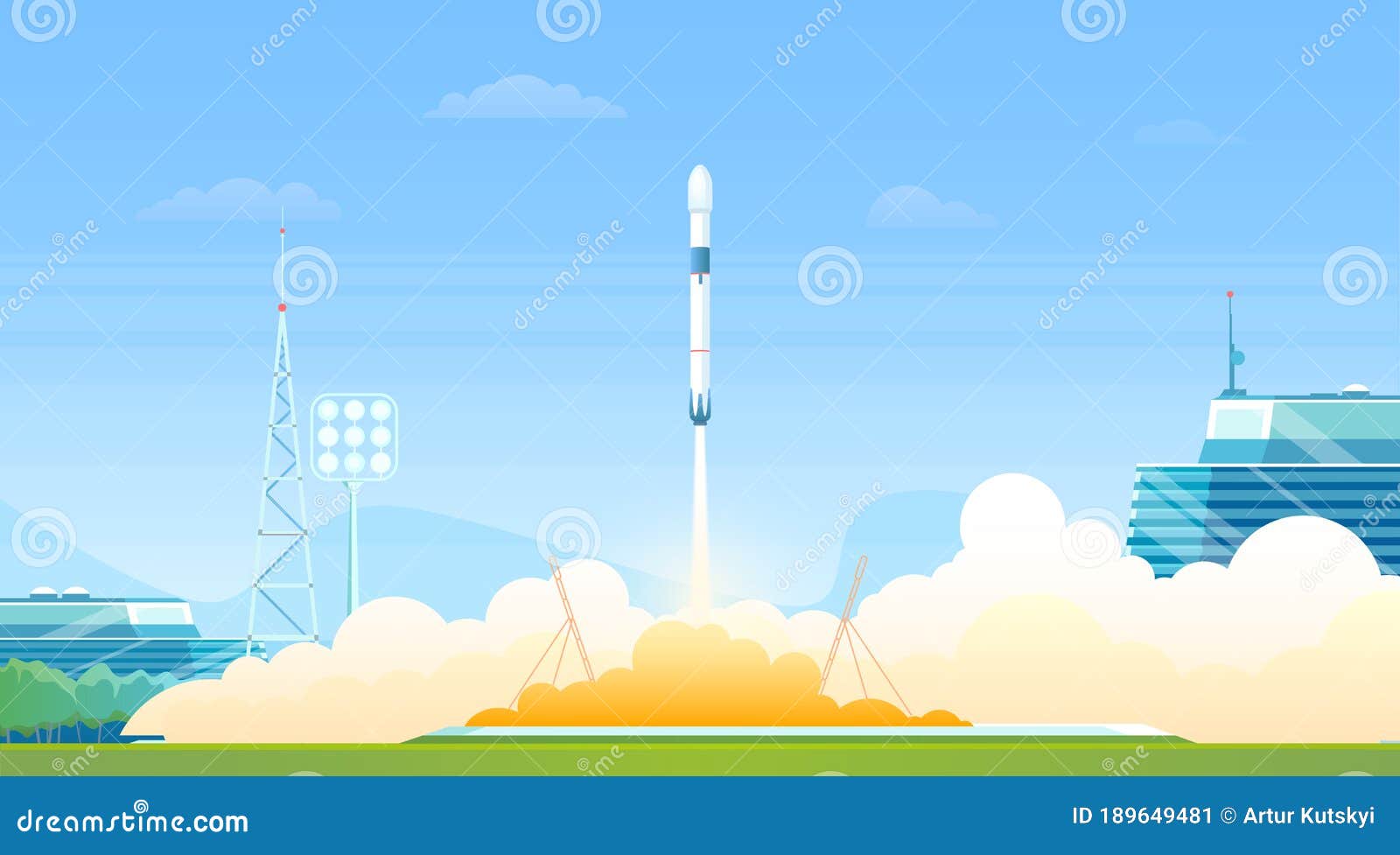 Rocket Launch Vector Illustration, Cartoon Flat Science Spaceship ...