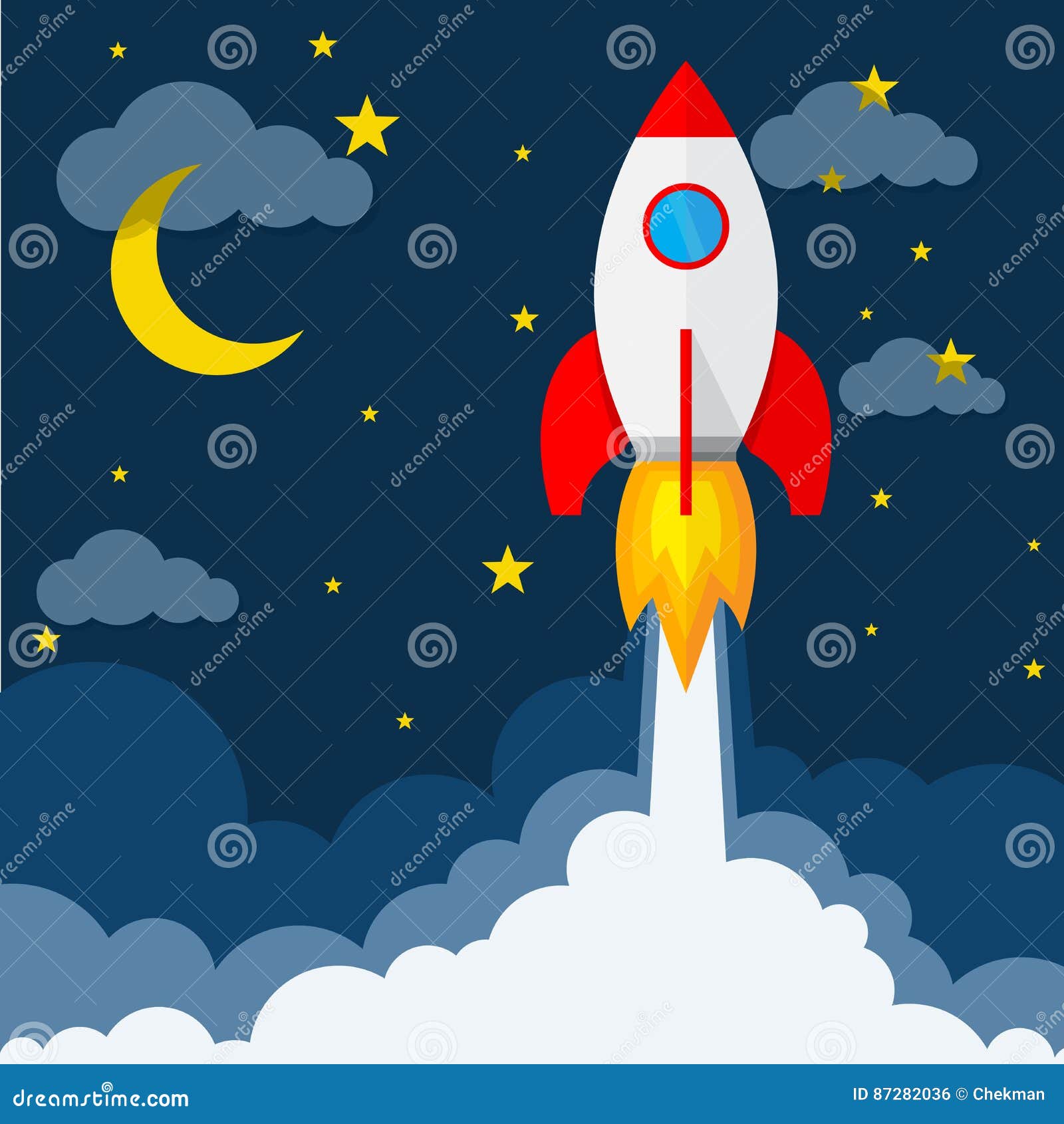 Rocket Launch. Vector Illustration. Stock Illustration - Illustration ...