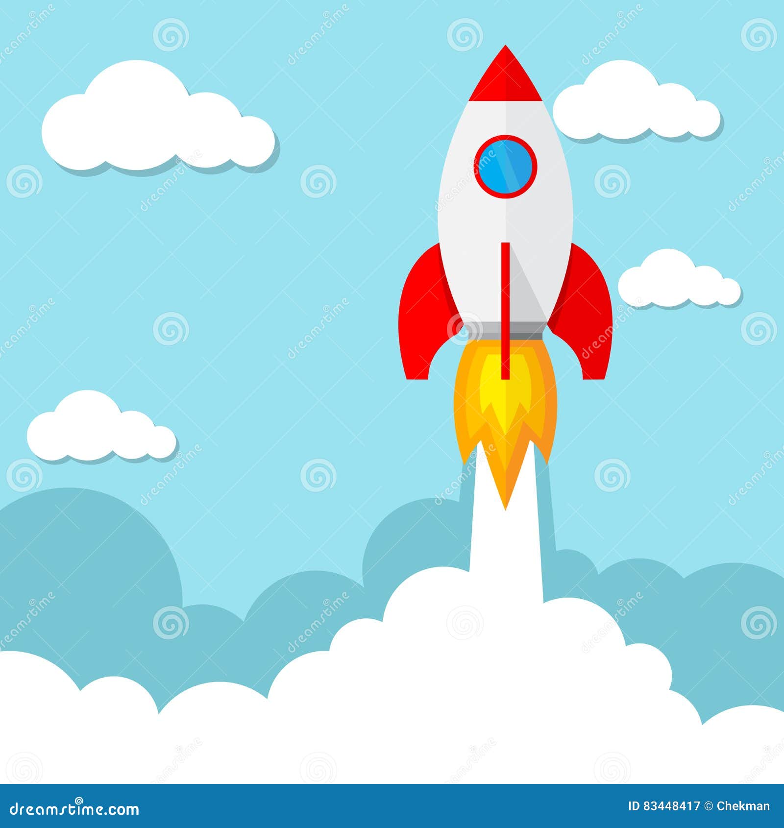 Rocket Launch. Vector Illustration. Stock Illustration - Illustration ...