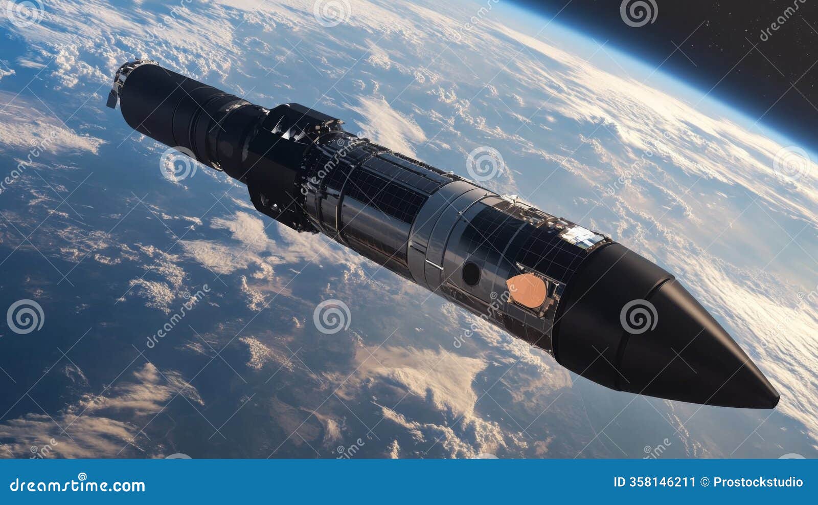 Rocket Launch Vehicle in Orbit Above Earth Showcasing Advanced ...