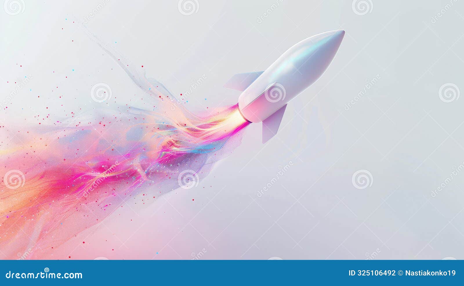 Rocket Launch with Vibrant Colored Smoke Trail, Minimalistic Design ...