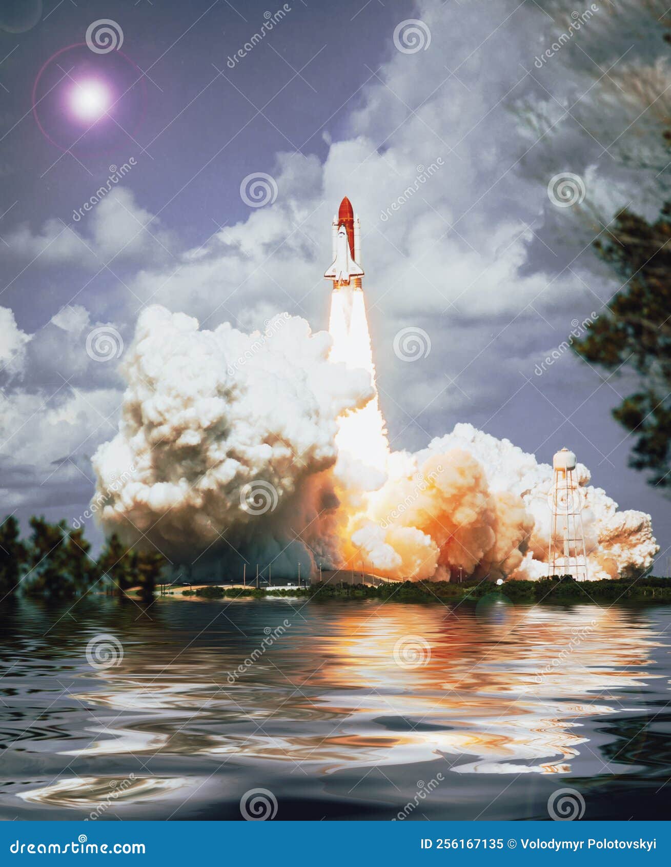 Rocket Launch and Water in the Sea.the Elements of this Image Furnished ...