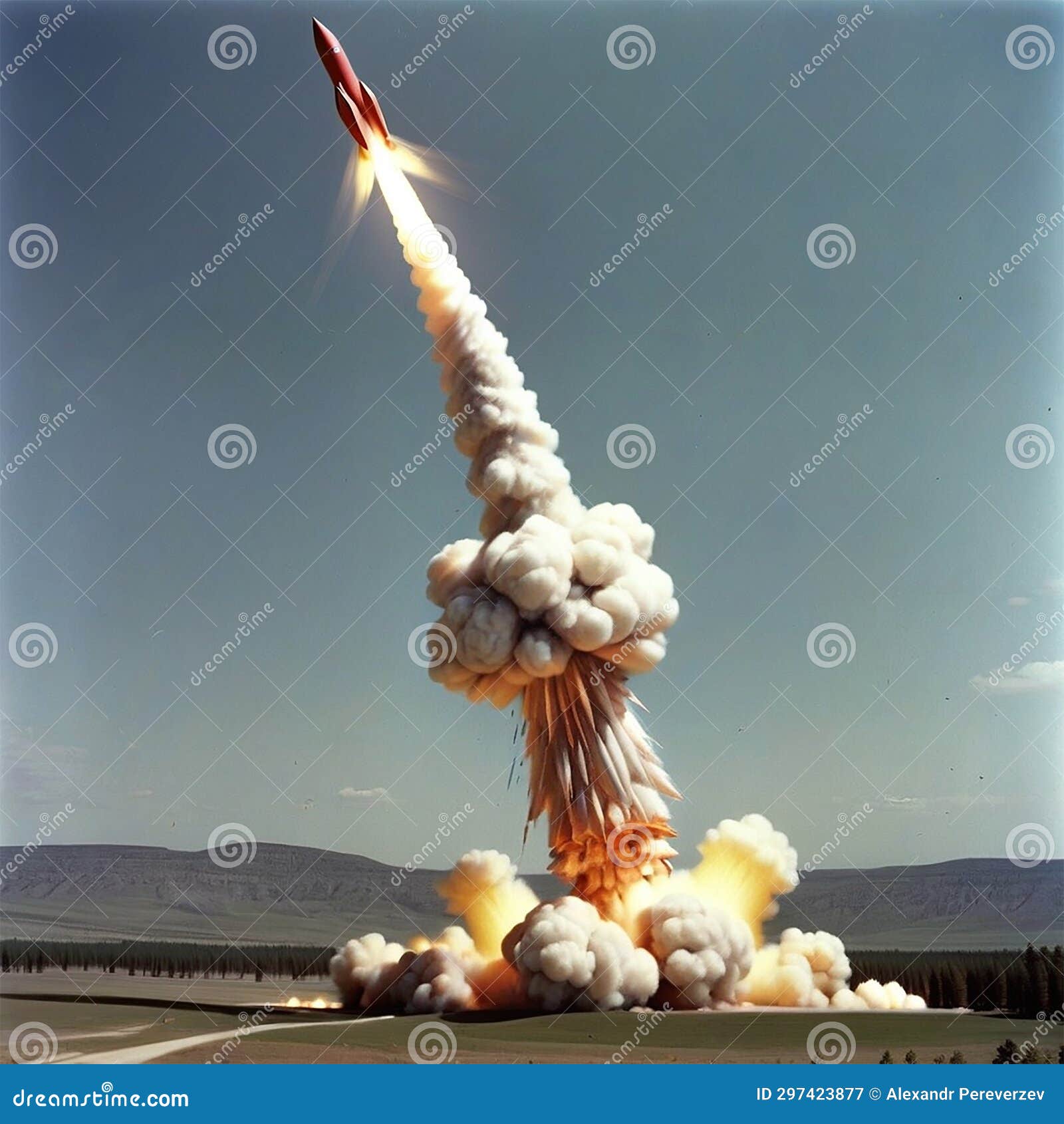 The Rocket is Launched from the Ground Stock Illustration ...