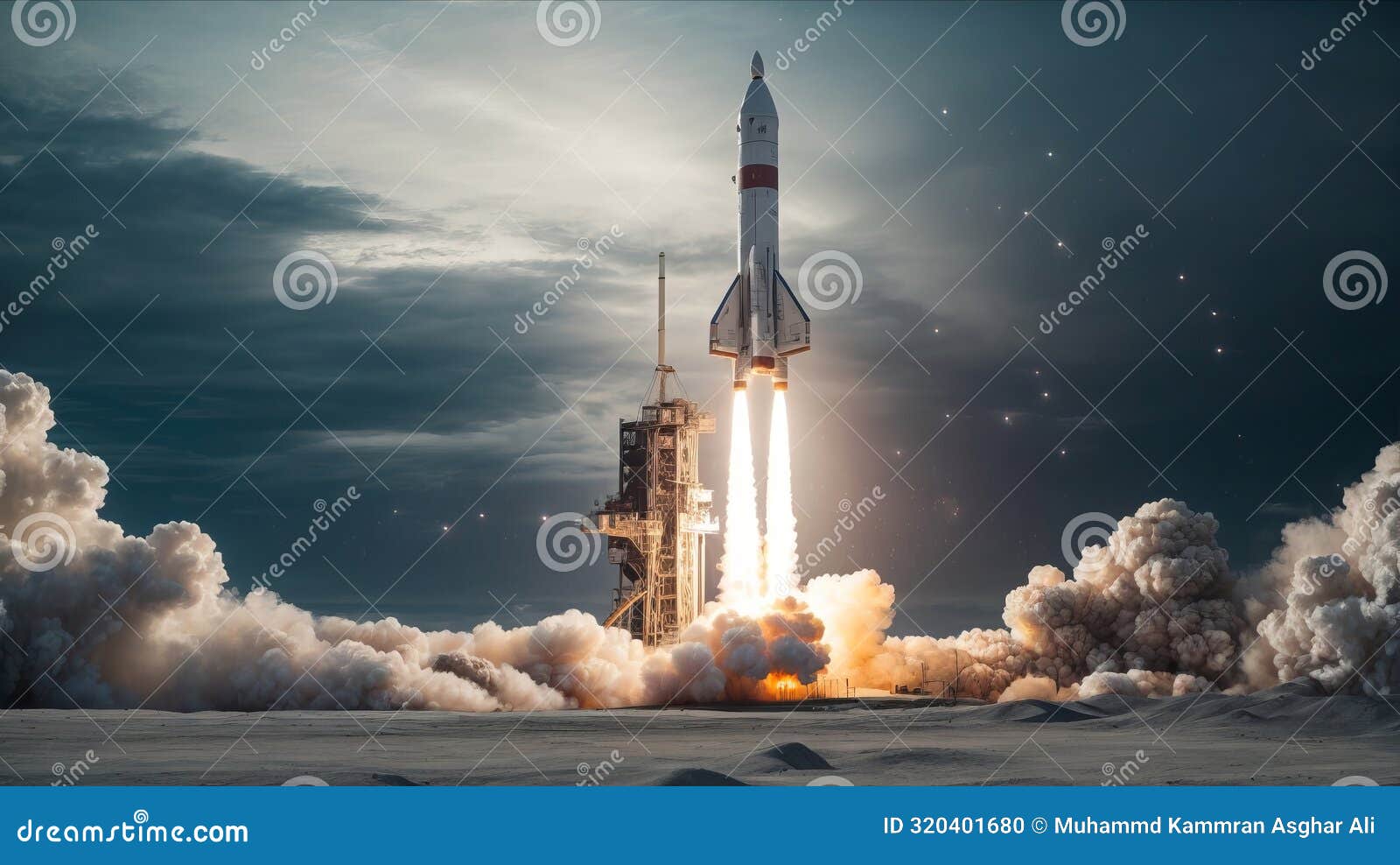 Rocket-launched Photo Space Generative AI Stock Illustration ...