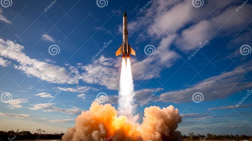A Rocket is Launched with the Words the End of the Rocket Stock Photo ...